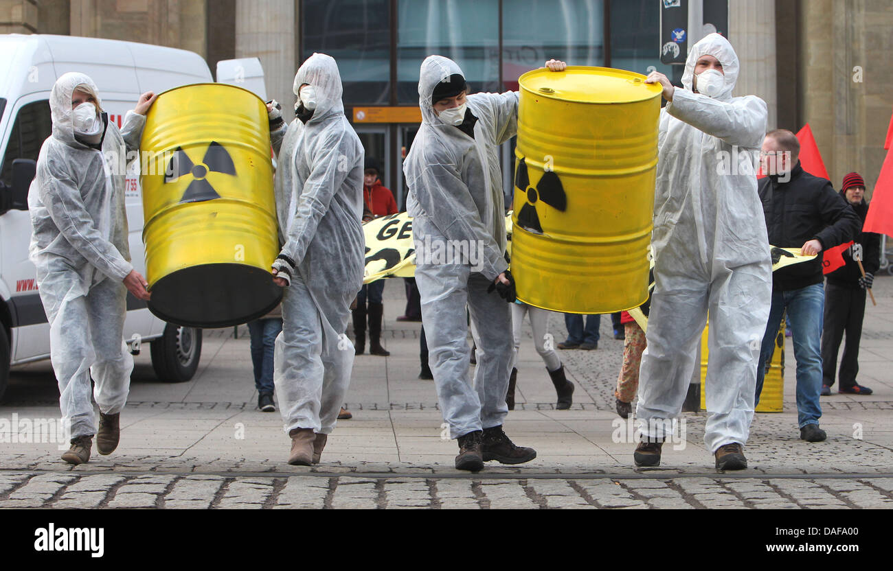Nuclear accident protest nuclear waste barrels hi-res stock photography ...