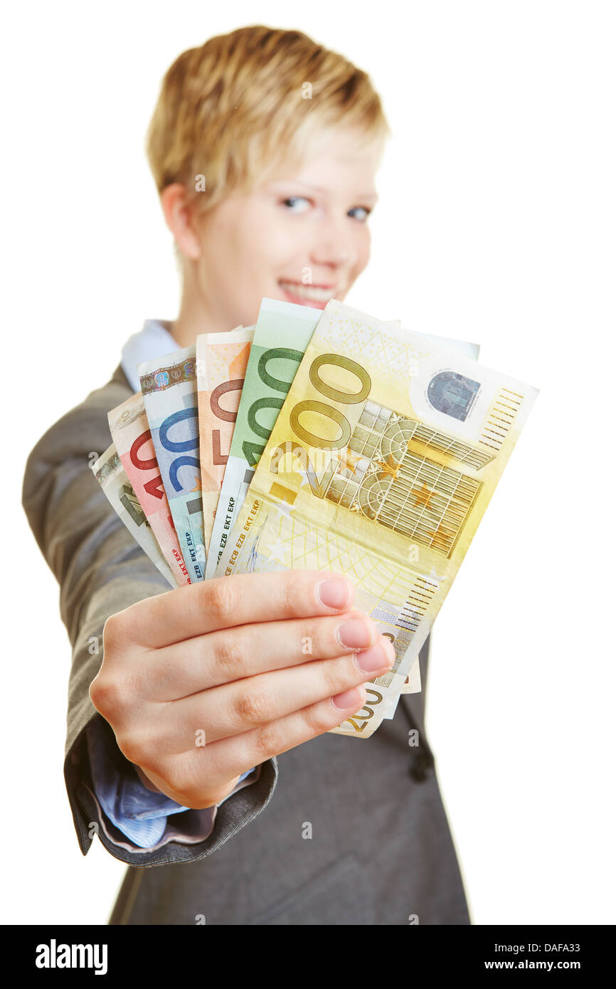 Portrait woman money fan hi-res stock photography and images - Alamy