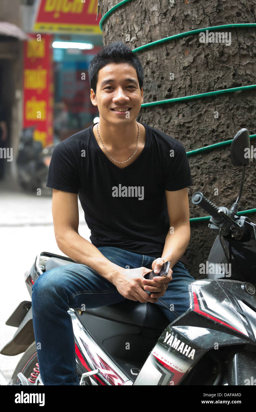 Vietnamese Man in the Streets of the Old Quarter in Hanoi, Vietnam ...