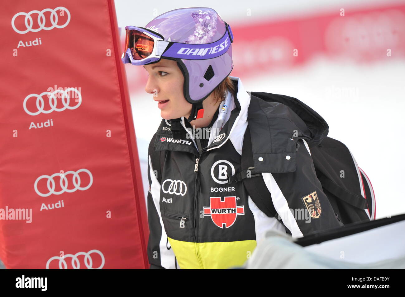 German Maria Riesch in the finish area after the second run of the ...