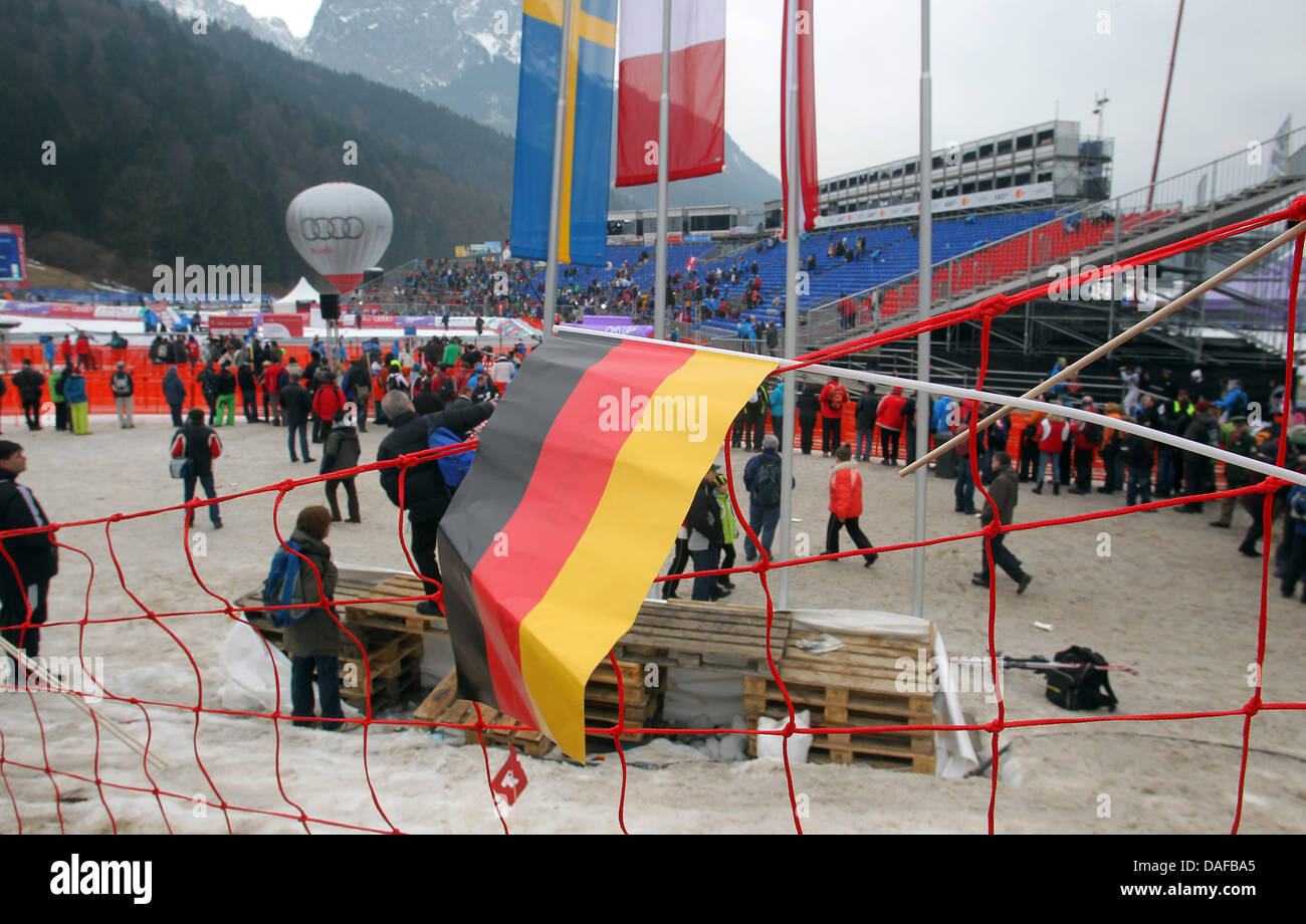 A German flag at the Kandahar Arena during the Alpine Skiing World Cup ...