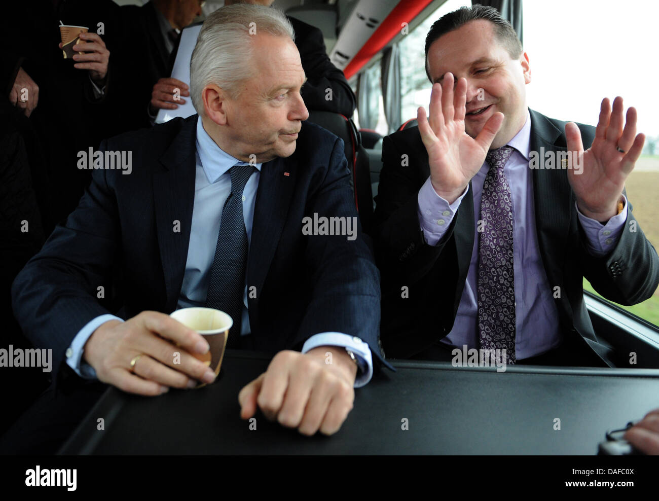 The chairman of the German Railway, Ruediger Grube (L), and Baden ...