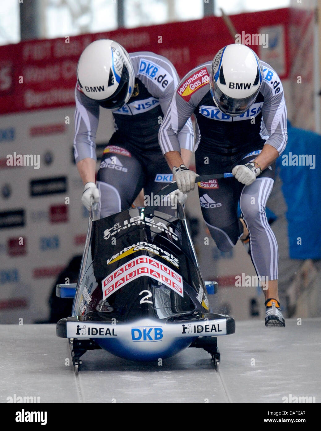German bob-sleighers Thomas Florschuetz and Kevin Kuske are pictured ...