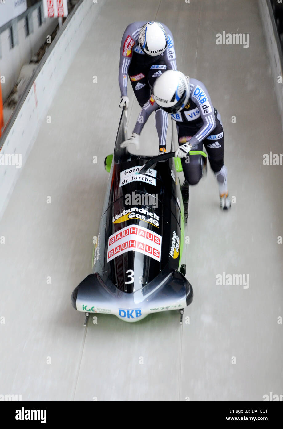 German bob-sleighers Cathleen Martini and Romy Logsch are pictured ...