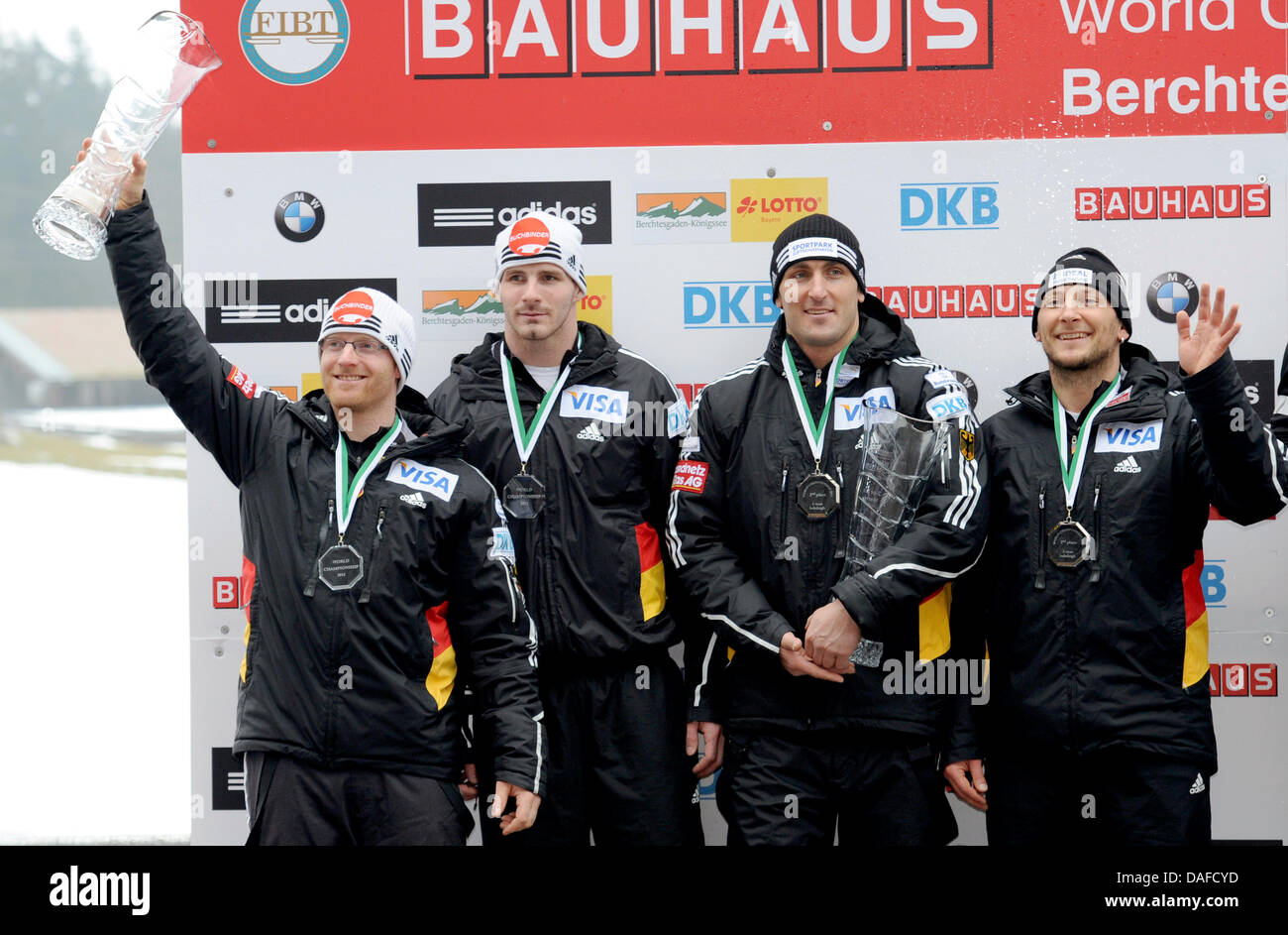 German bobsleigh athletes Manuel Machata (L-R), Andreas Bredau, Kevin ...