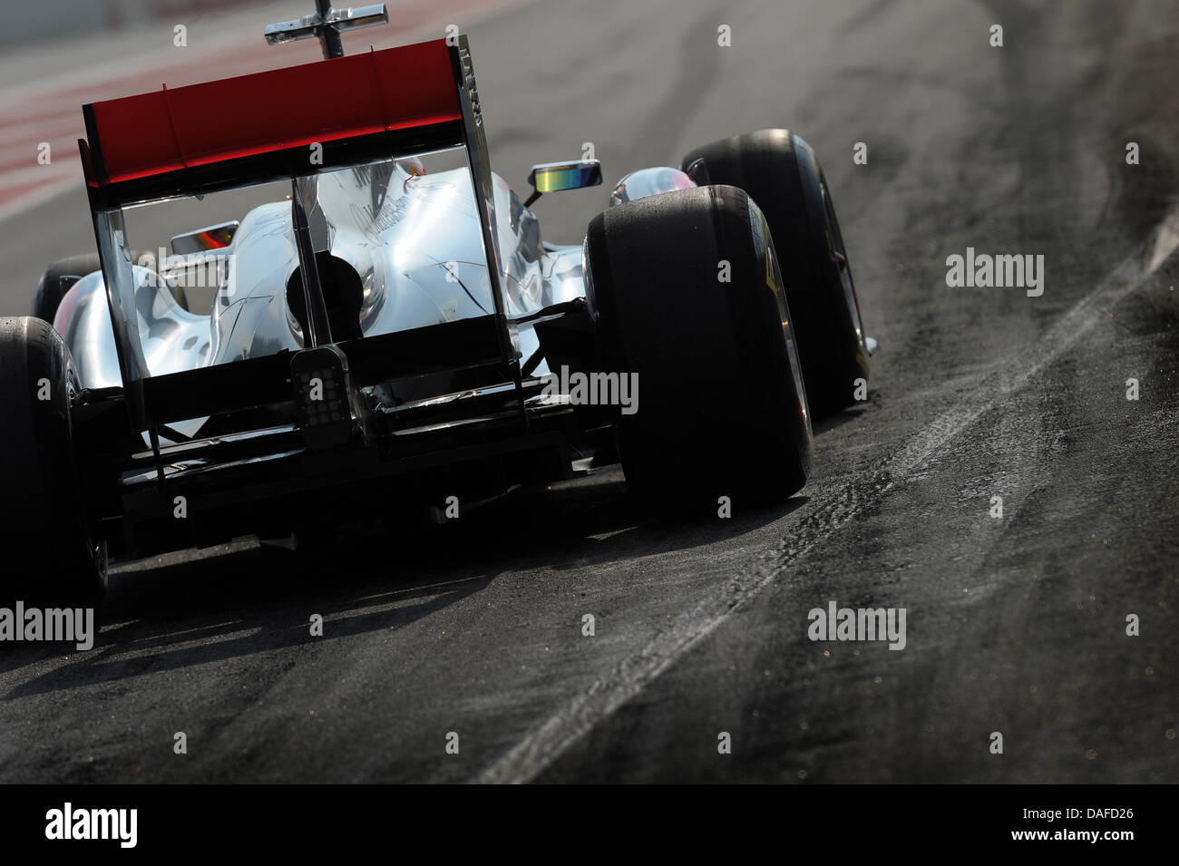 British driver Lewis Hamilton of McLaren Mercedes during test drives on ...