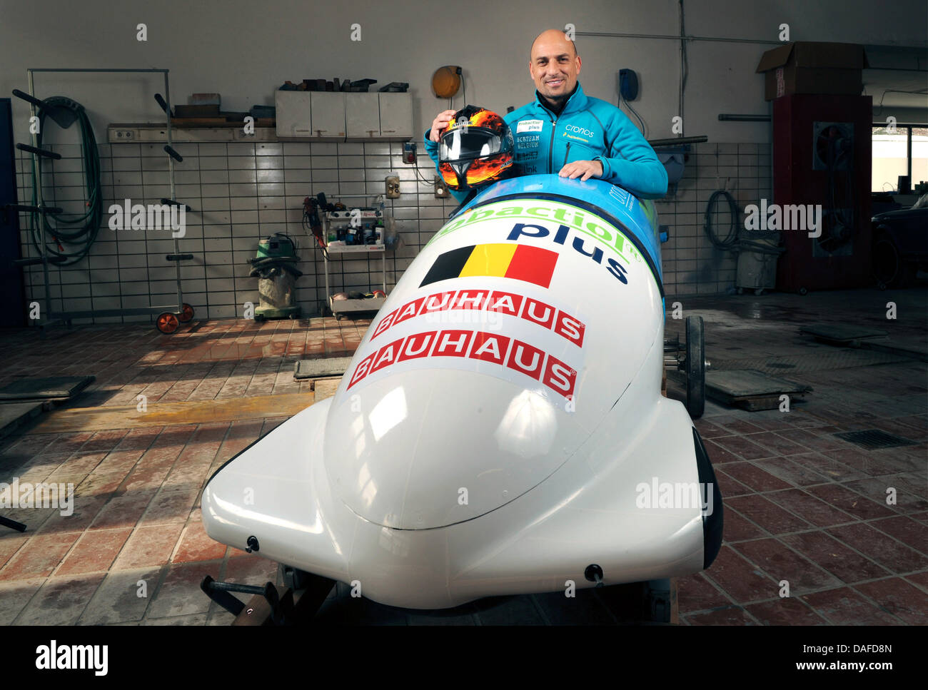 Belgian bob pilot Marc Sluszny poses at the FIBT Bob & Skeleton World ...