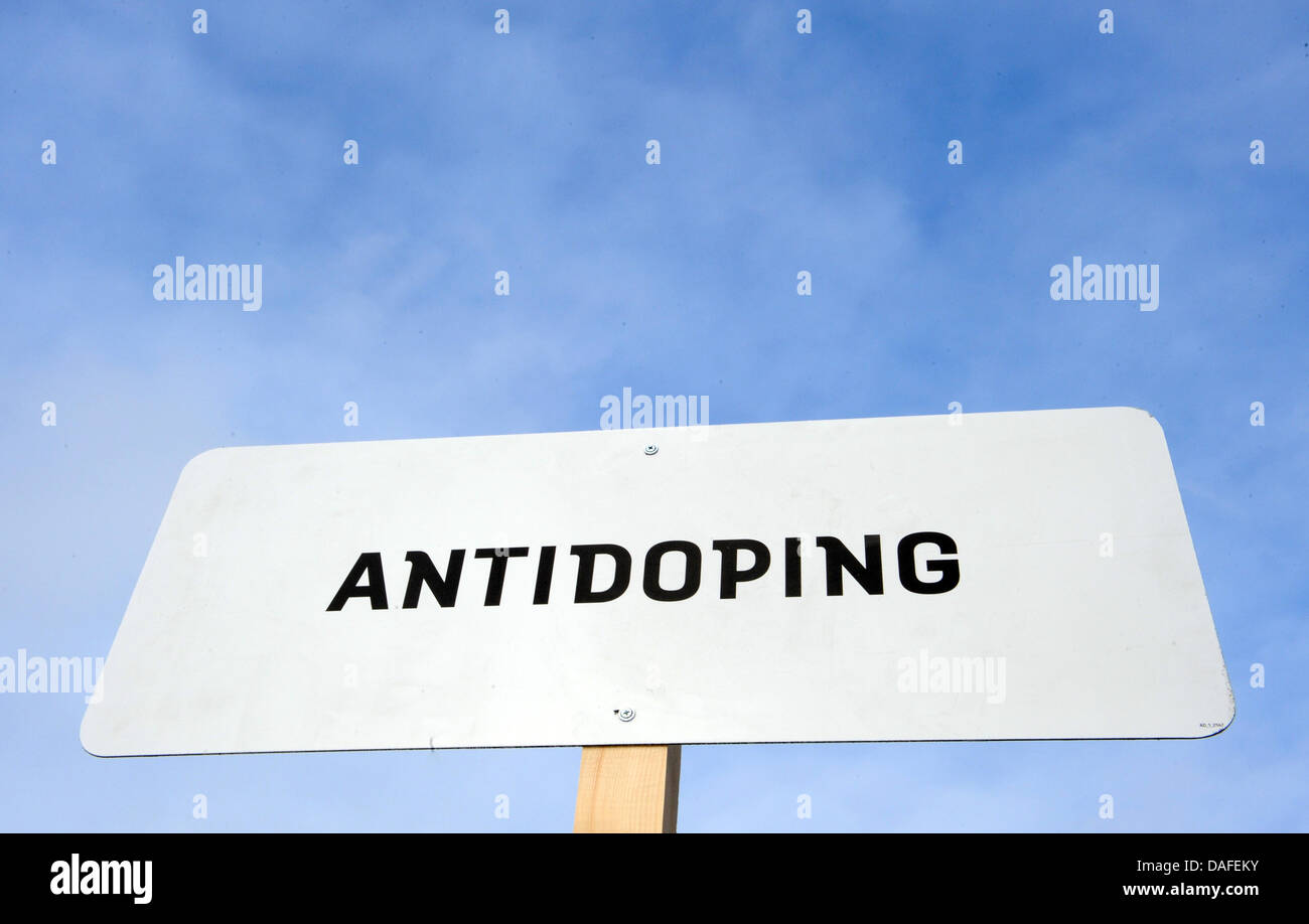 An anti-doping sign is seen at the Nordic Skiing World Championships in ...