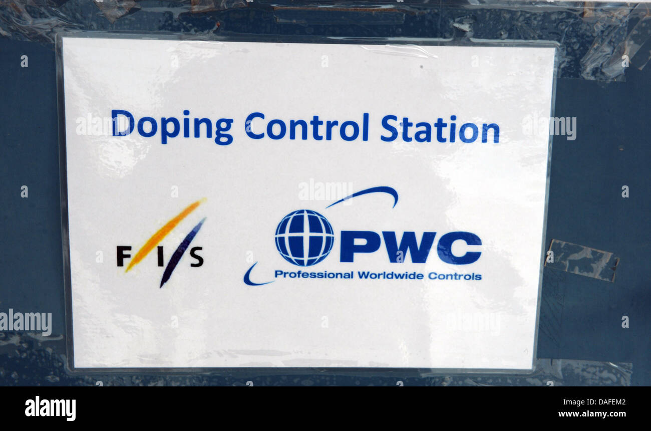 A sign of the doping control station is seen at a door at the Nordic ...