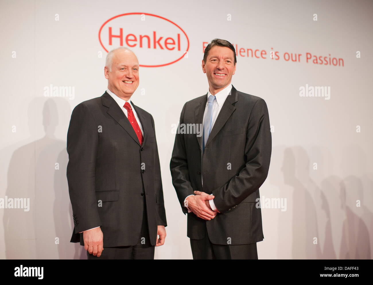 Henkel CEO Kasper Rorsted (R) and CFO Lothar Steinebach (L) arrive for ...