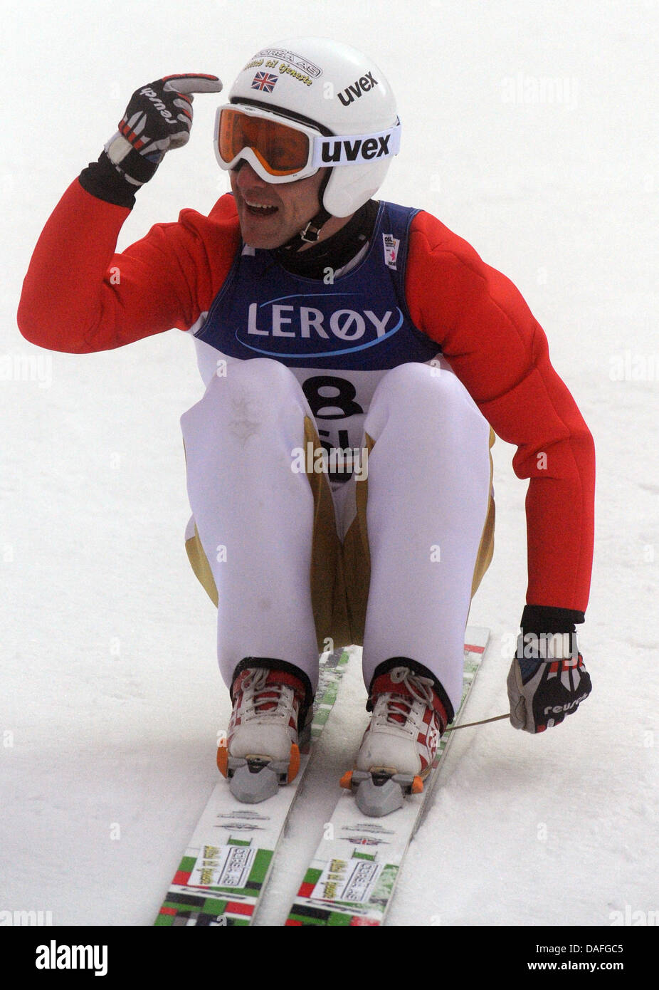 James Lambert from Great Britain reacts after the Ski Jumping part of ...