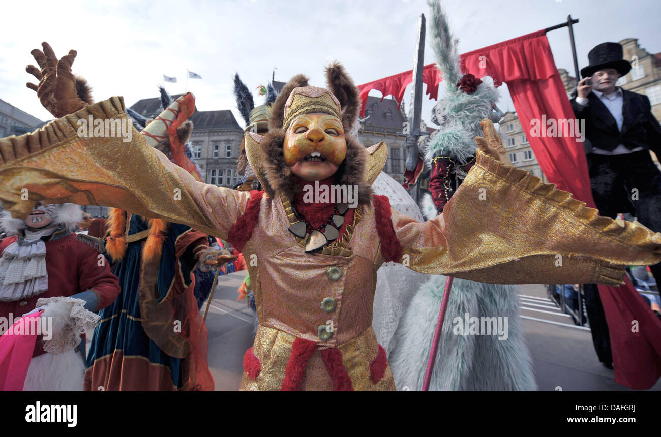 A man wears a costume during the annual carnival meeting of German ...