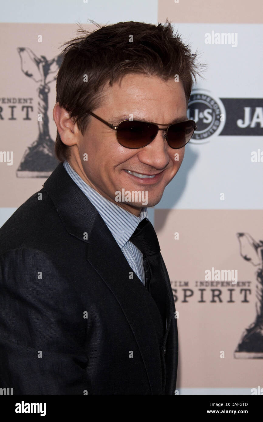Actor Jeremy Renner arrives at the 26th Annual Spirit Awards in a tent ...
