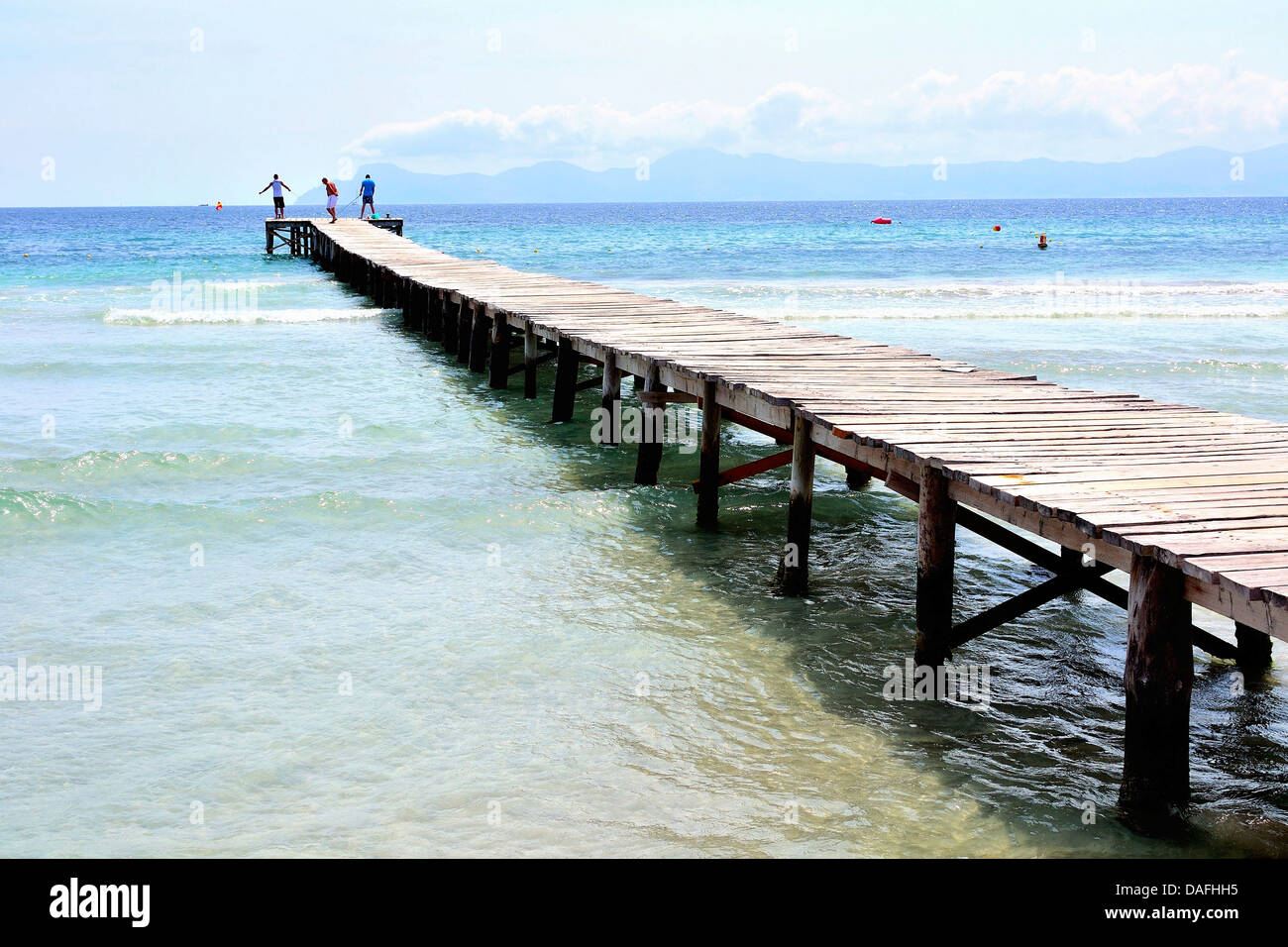 Spain, pier at Port de Alcudia Stock Photo - Alamy