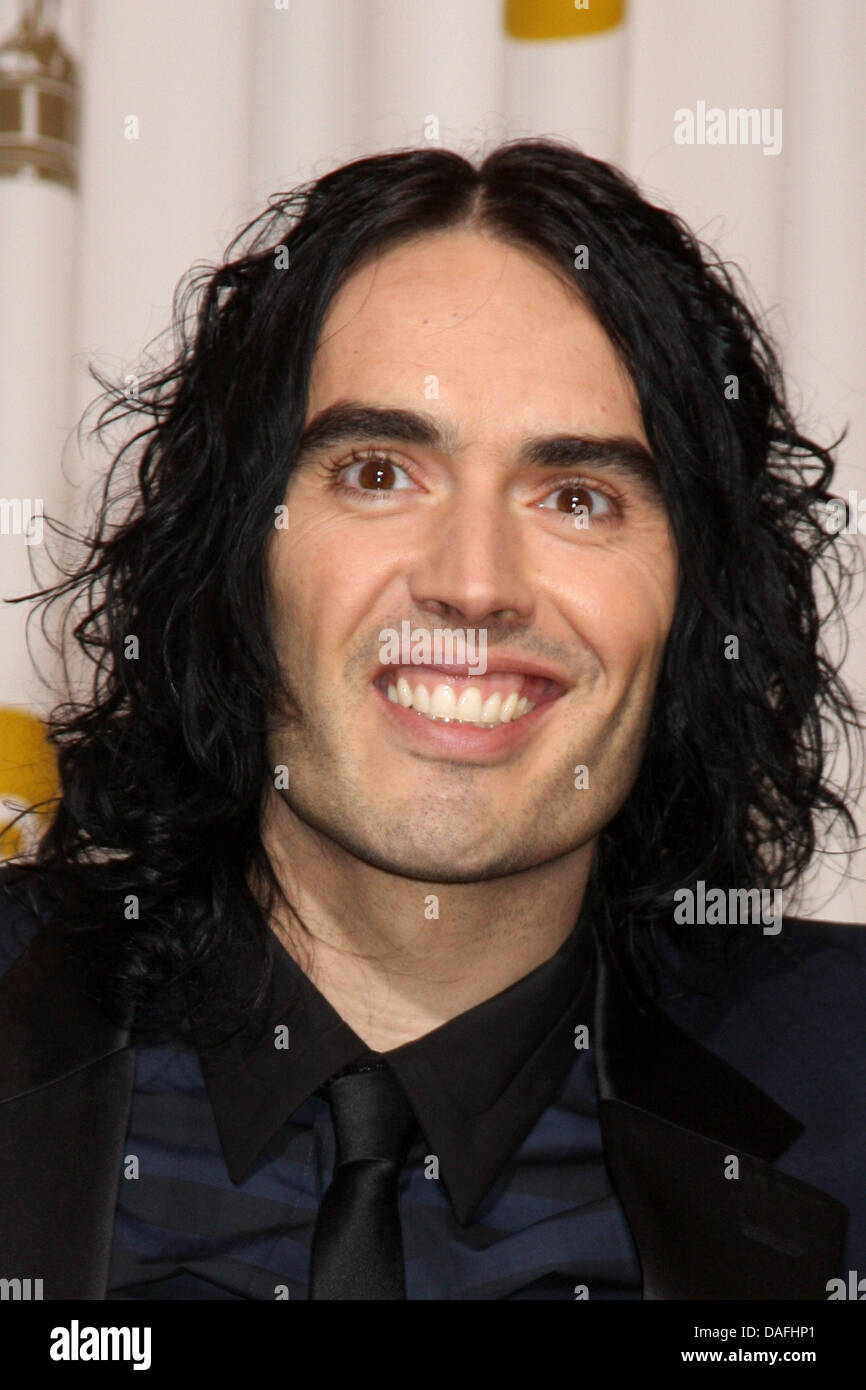 British comedian Russell Brand poses in the photo pressroom of the 83rd ...