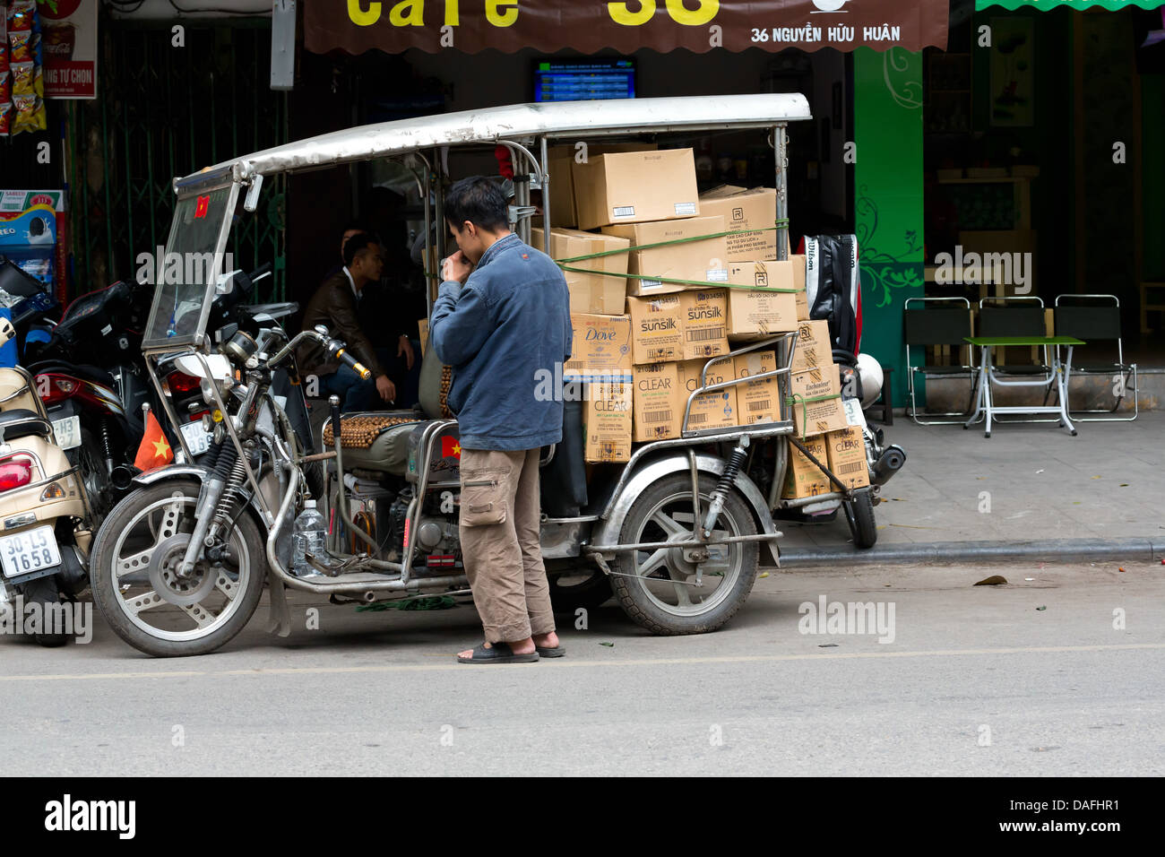 Overloaded Tricycle in the Streets of the Old Quarter in Hanoi, Vietnam ...