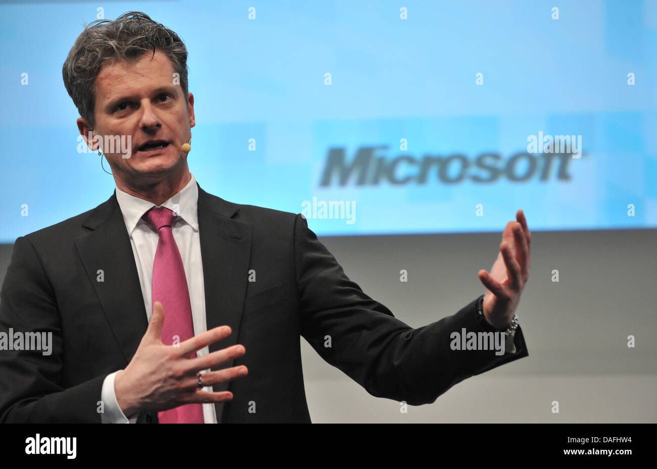 Ralph Haupter, Chairman of Microsoft Germany, speaks during a press ...