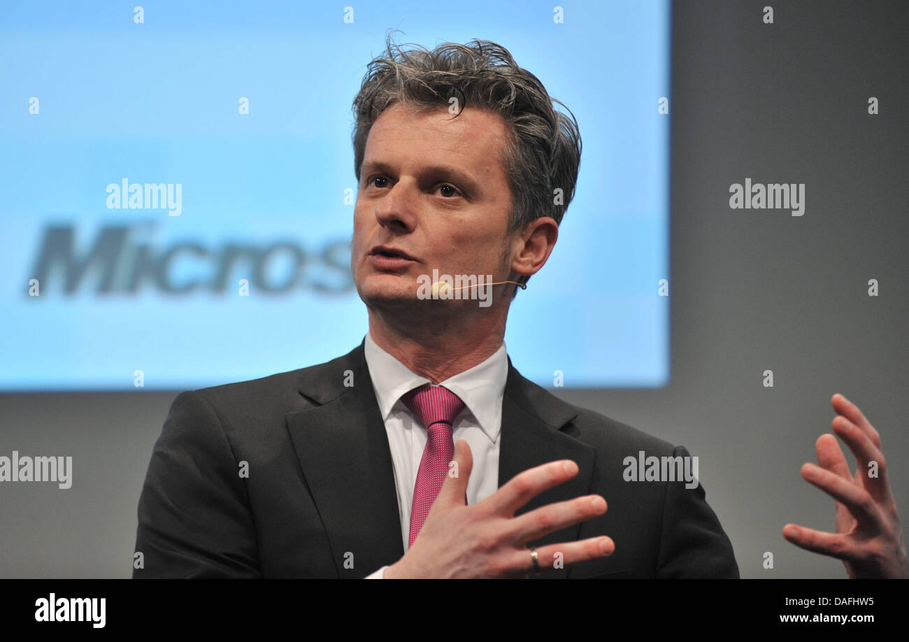 Ralph Haupter, Chairman of Microsoft Germany, speaks during a press conference at the CeBIT ...