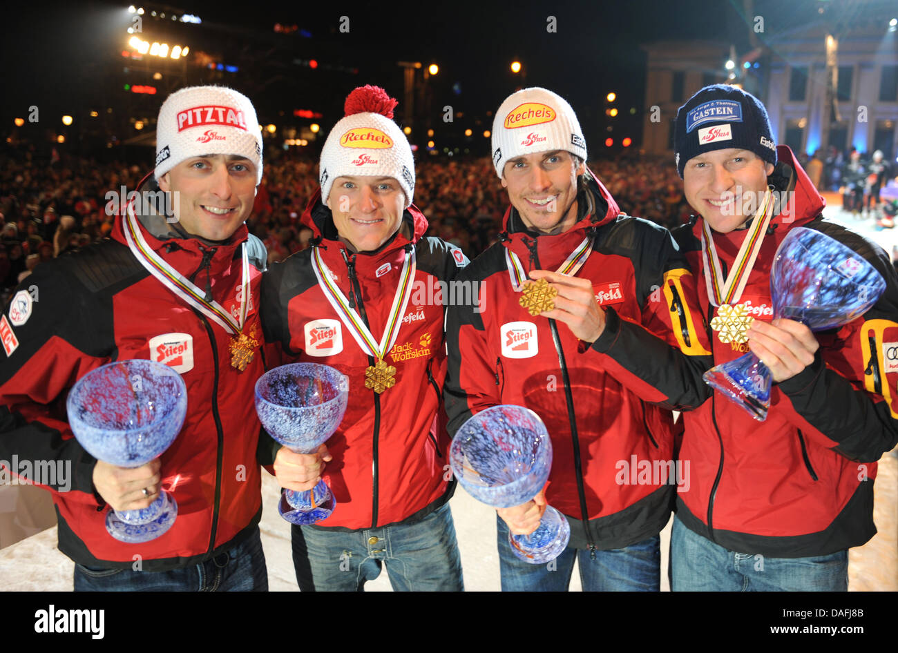 The winning team - (l-R) Mario Stecher, David Kreiner, Bernhard Gruber ...