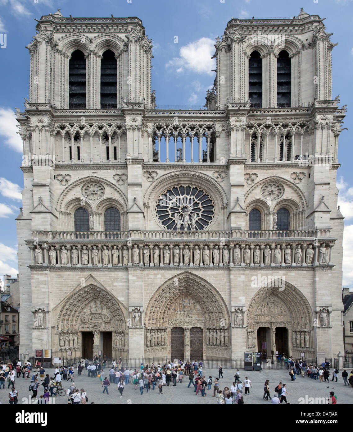 Notre Dame Cathedral, Paris, France. Main facade view. Famous Paris ...