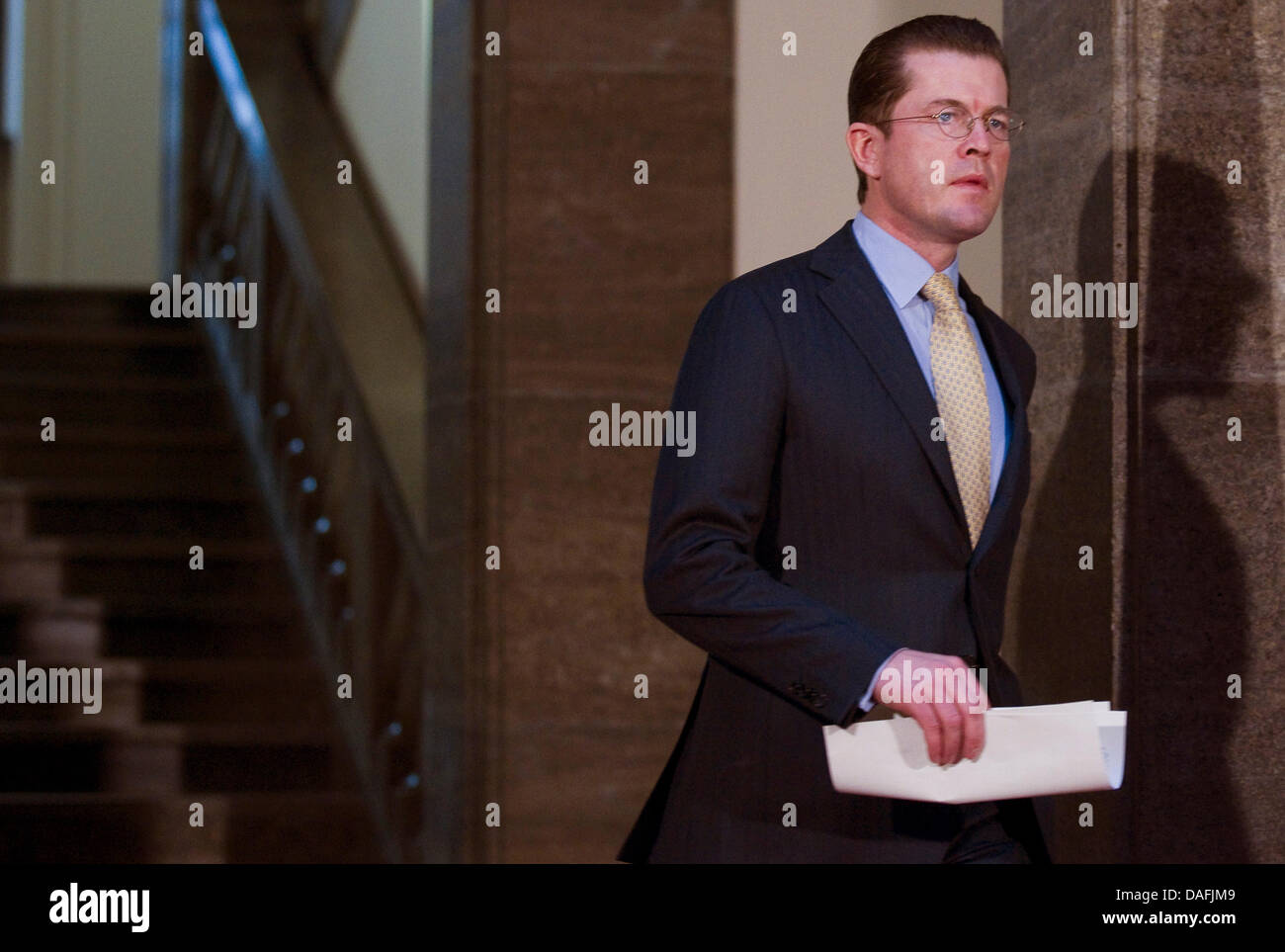 German Defence Minister Karl-Theodor zu Guttenberg arrives for a press ...