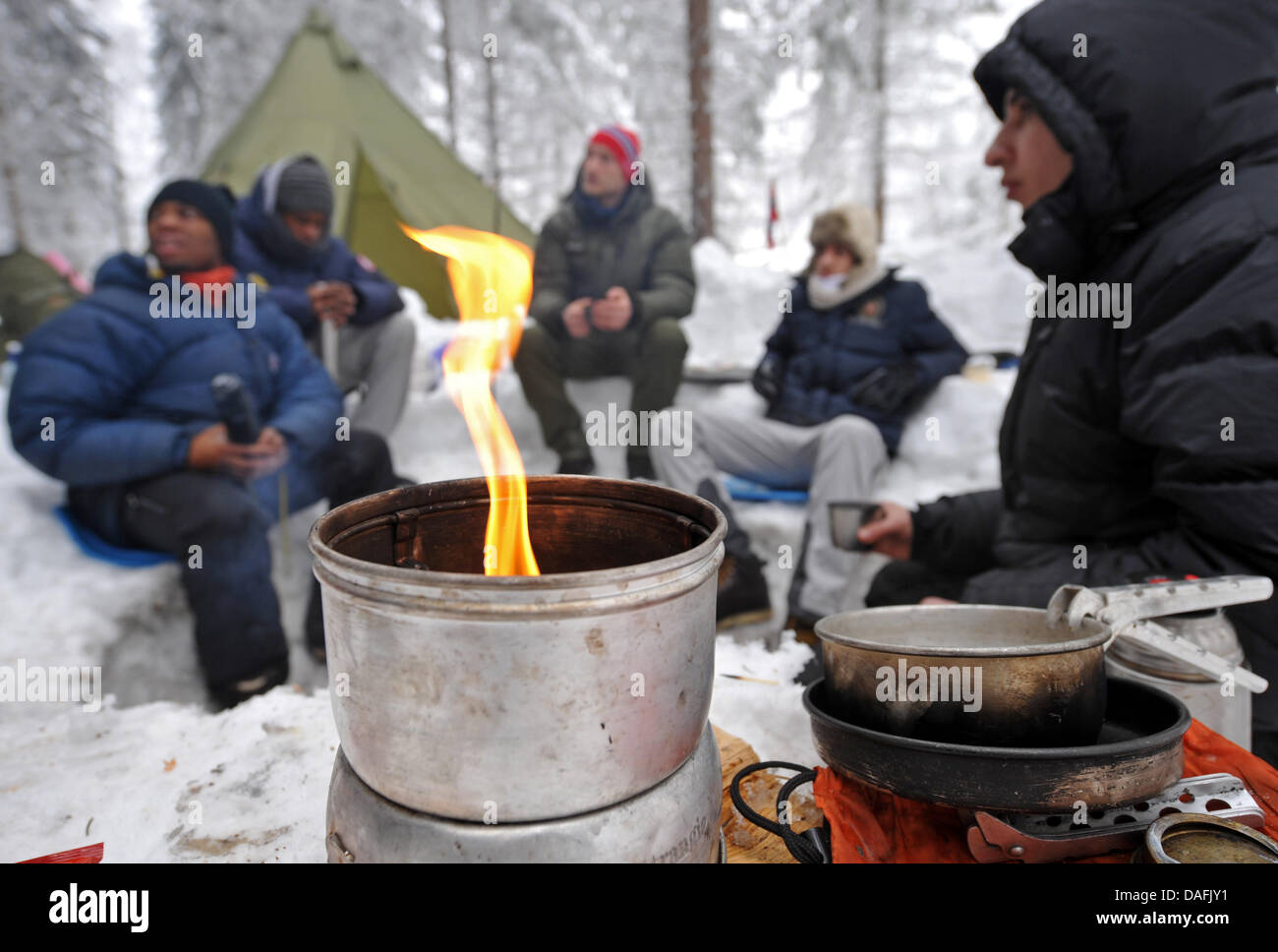 (L-R) Sport students Uche, Mauro, Martin, Ibrahim and Mohammad sit in ...