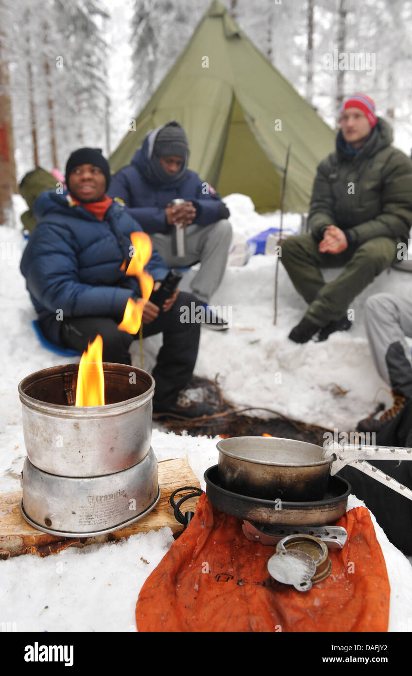 (L-R) Sport students Uche, Mauro, Martin, Ibrahim and Mohammad sit in ...
