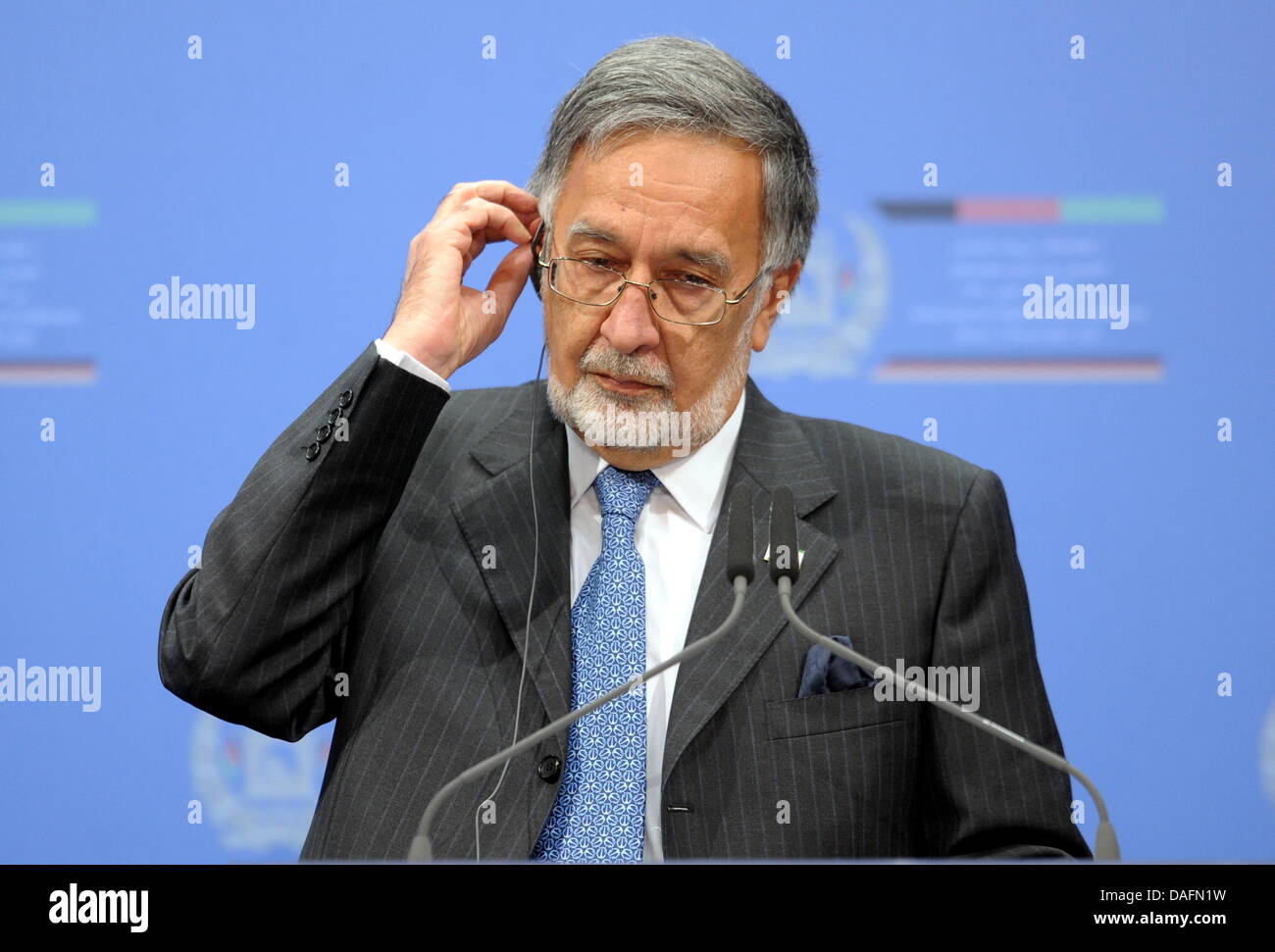 Afghan Foreign Minister Zalmai Rassoul attends a concluding press ...