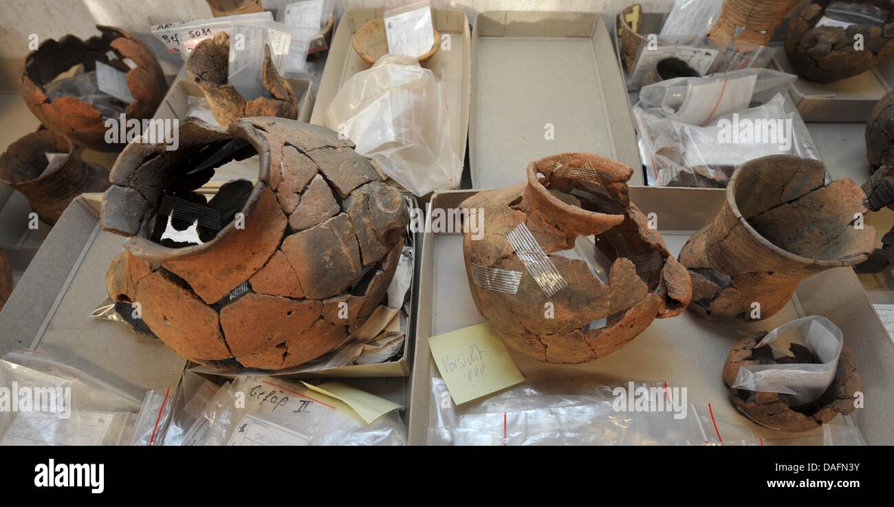 Restored vessels from the Bell Beaker culture are on display in Predel ...