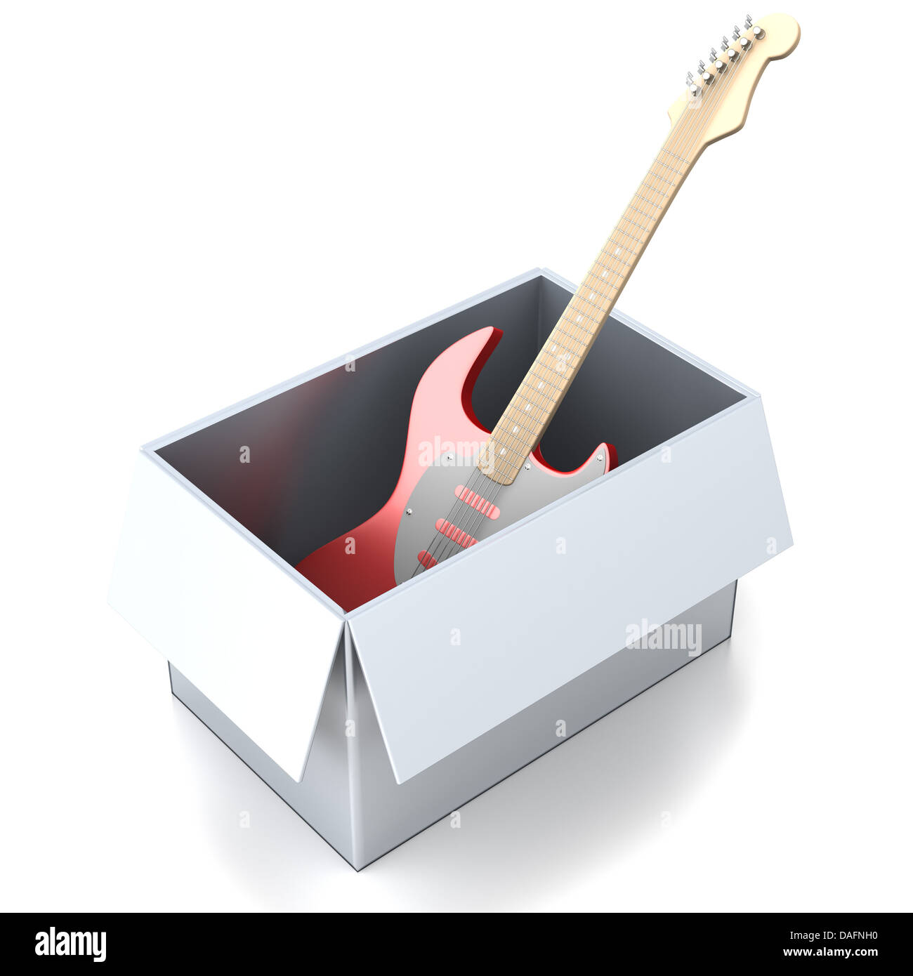 A guitar in a box. 3D rendered Illustration Stock Photo - Alamy