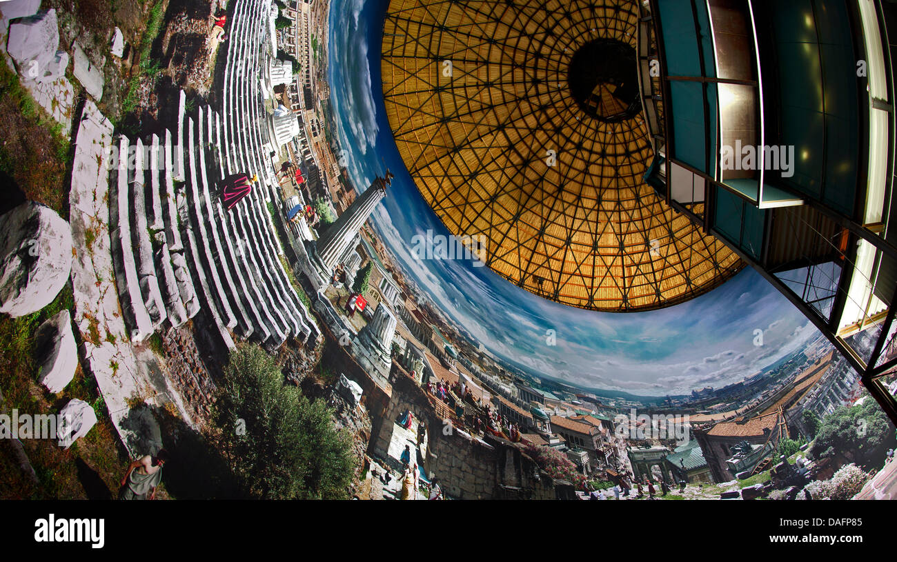 A 360-degree-panorama picture of ancient Rome is featured at a press ...