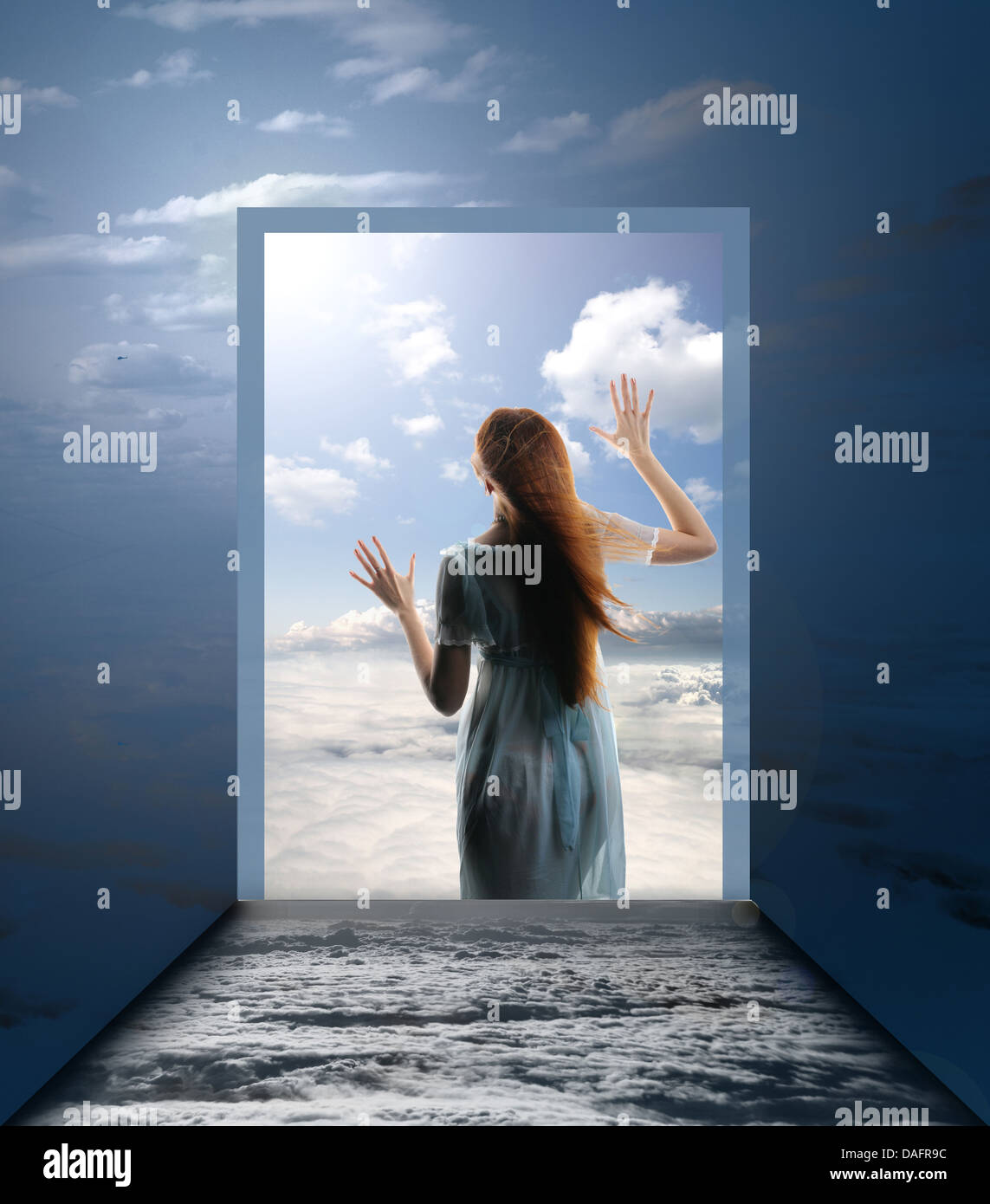 beautiful girl in sky heaven world Stock Photo - Alamy