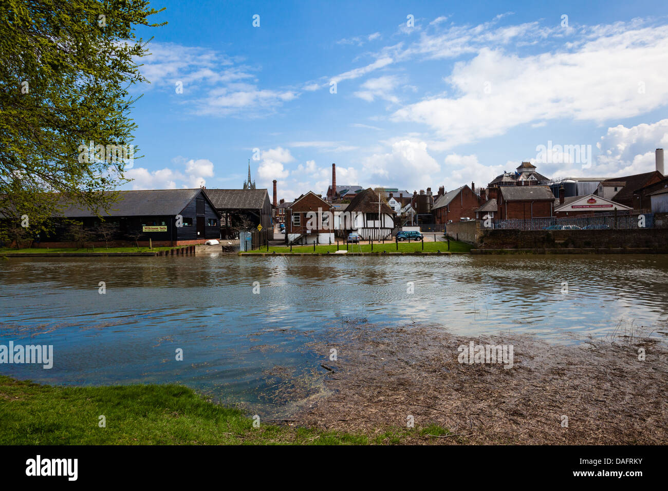A view of Faversham waterfront including the Historic Shepherd Neame ...