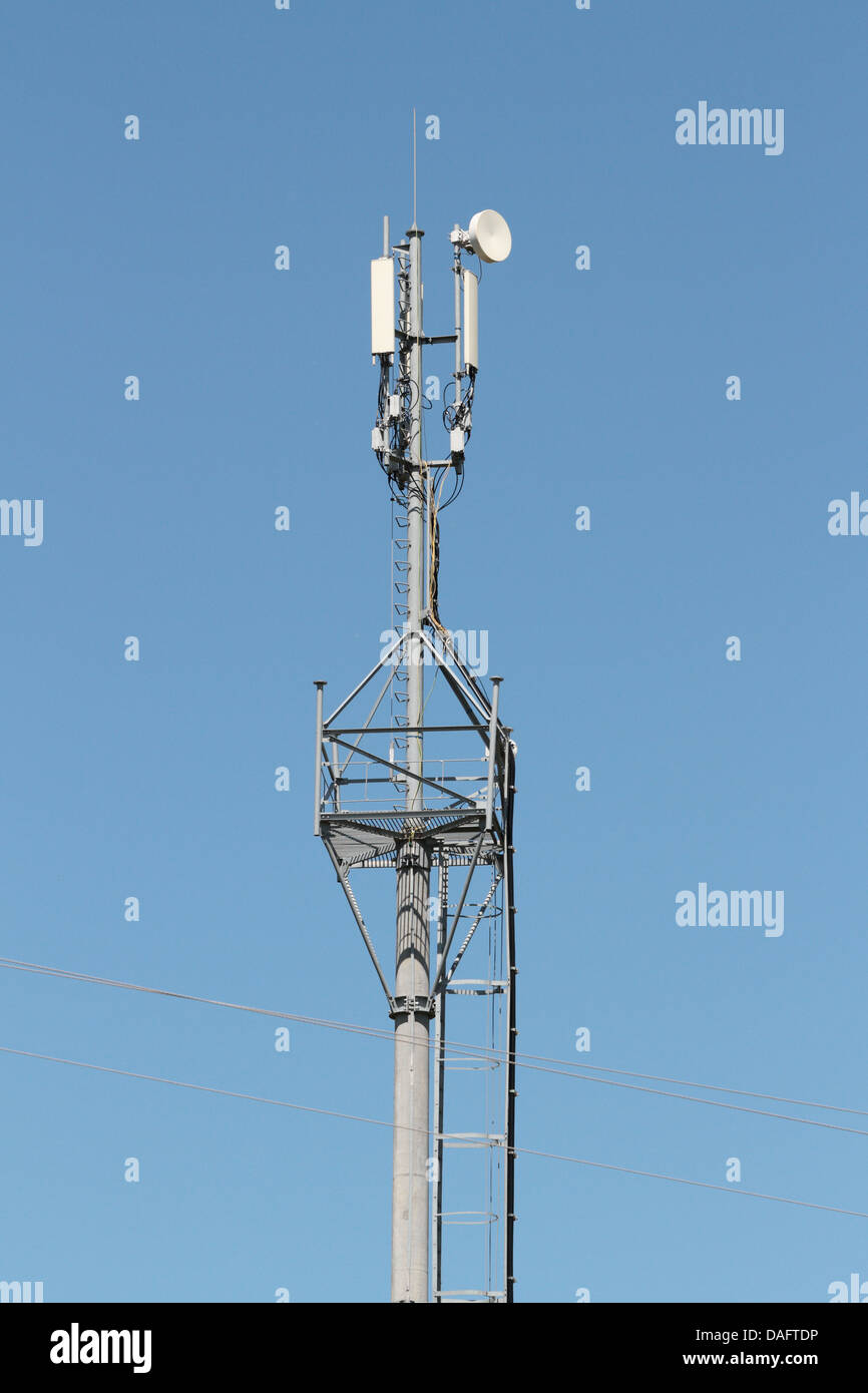 reinforced concrete pillar on which four antennas for mobile ...