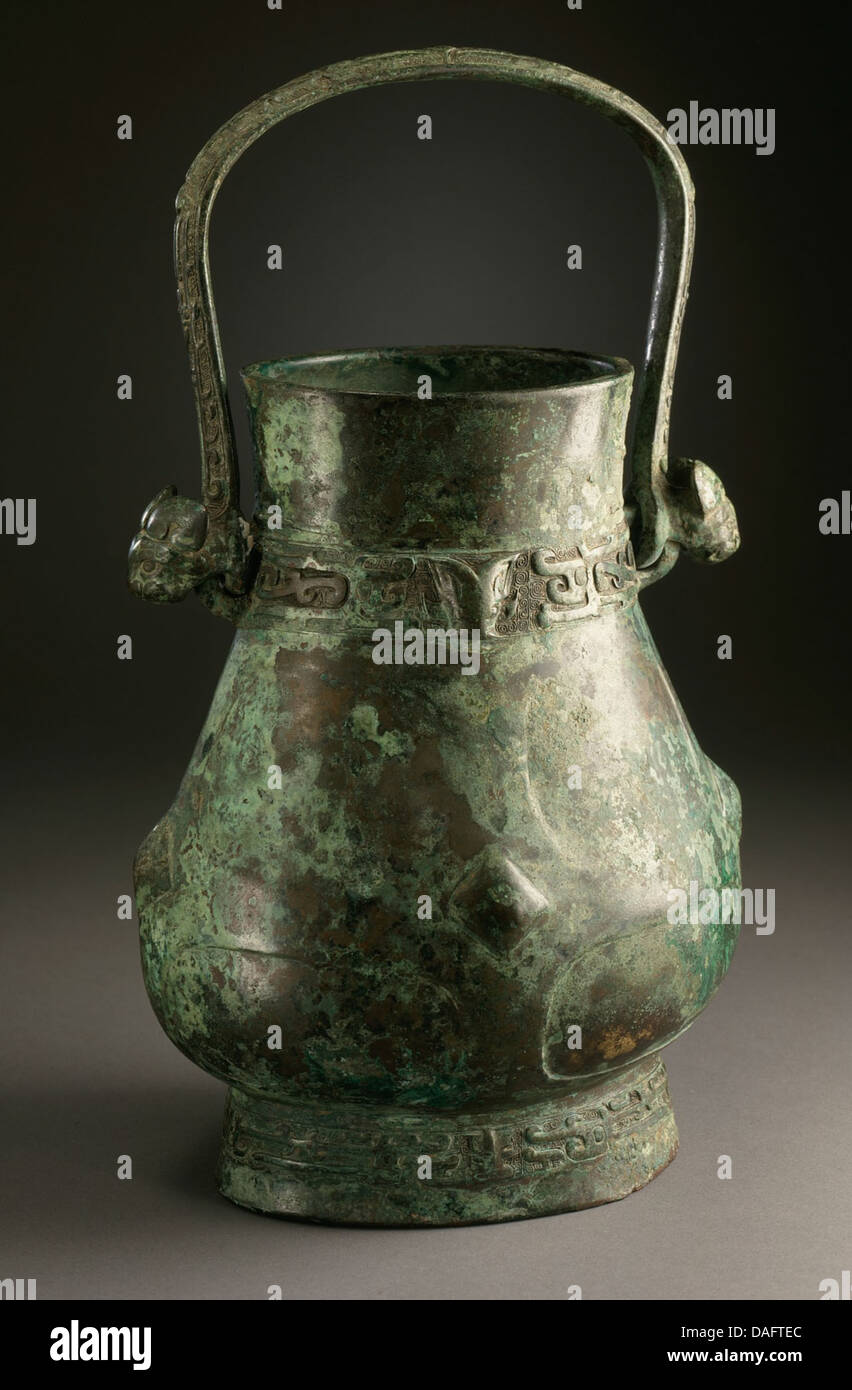 This lidless ritual wine bucket, featuring dragons, is an ancient ...