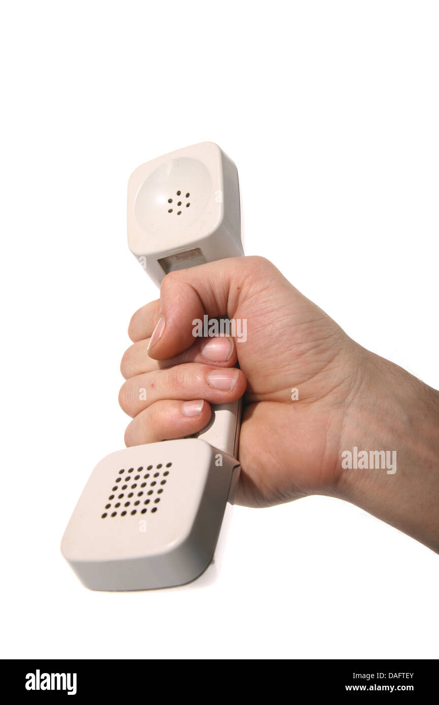 Answering phone Cut Out Stock Images & Pictures - Alamy
