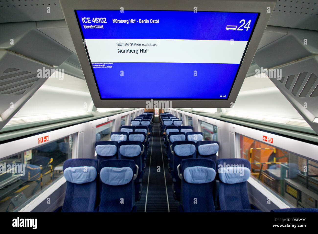 The information screen is pictured in a modernized ICE-2 train owned by ...
