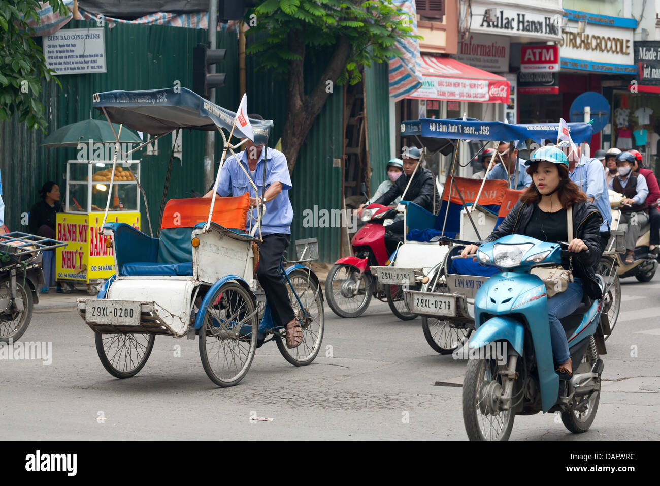 Traditional Tricycle in the Old Quarter of Hanoi, Vietnam Stock Photo ...