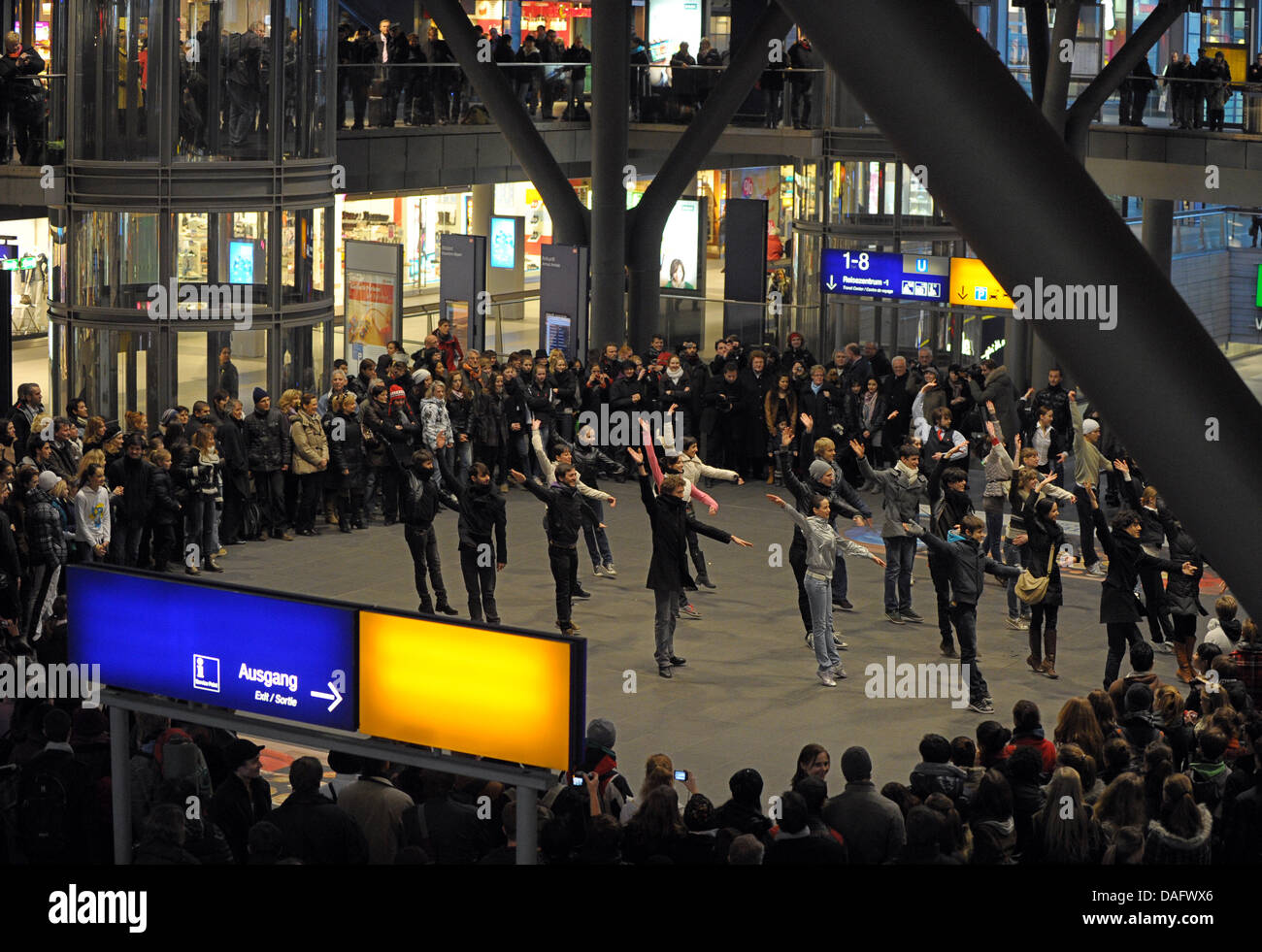 Some 200 dancers of Berlin State Ballet company dance in the central ...