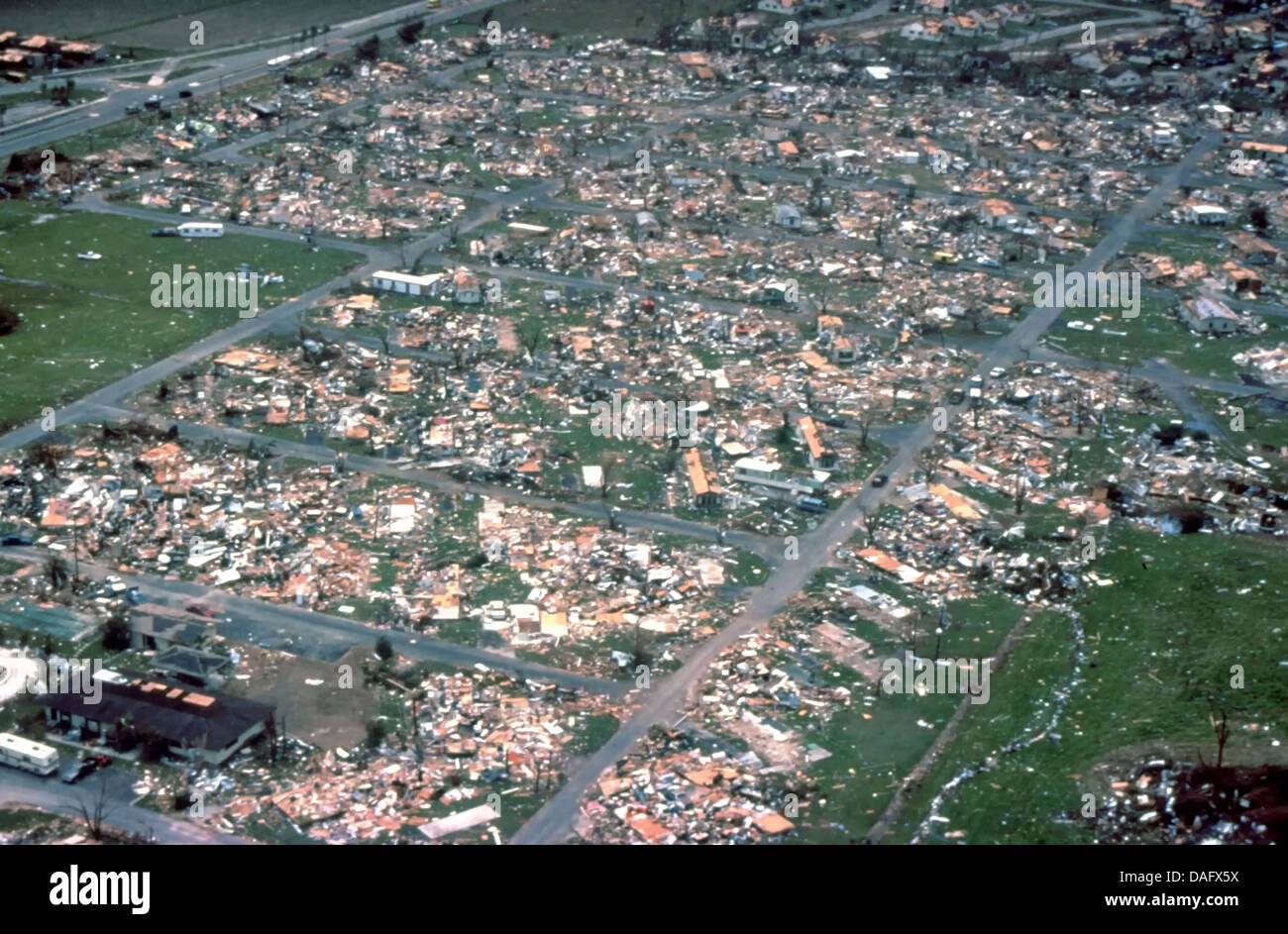 Aerial view of hundreds of homes destroyed by Hurricane Andrew August ...