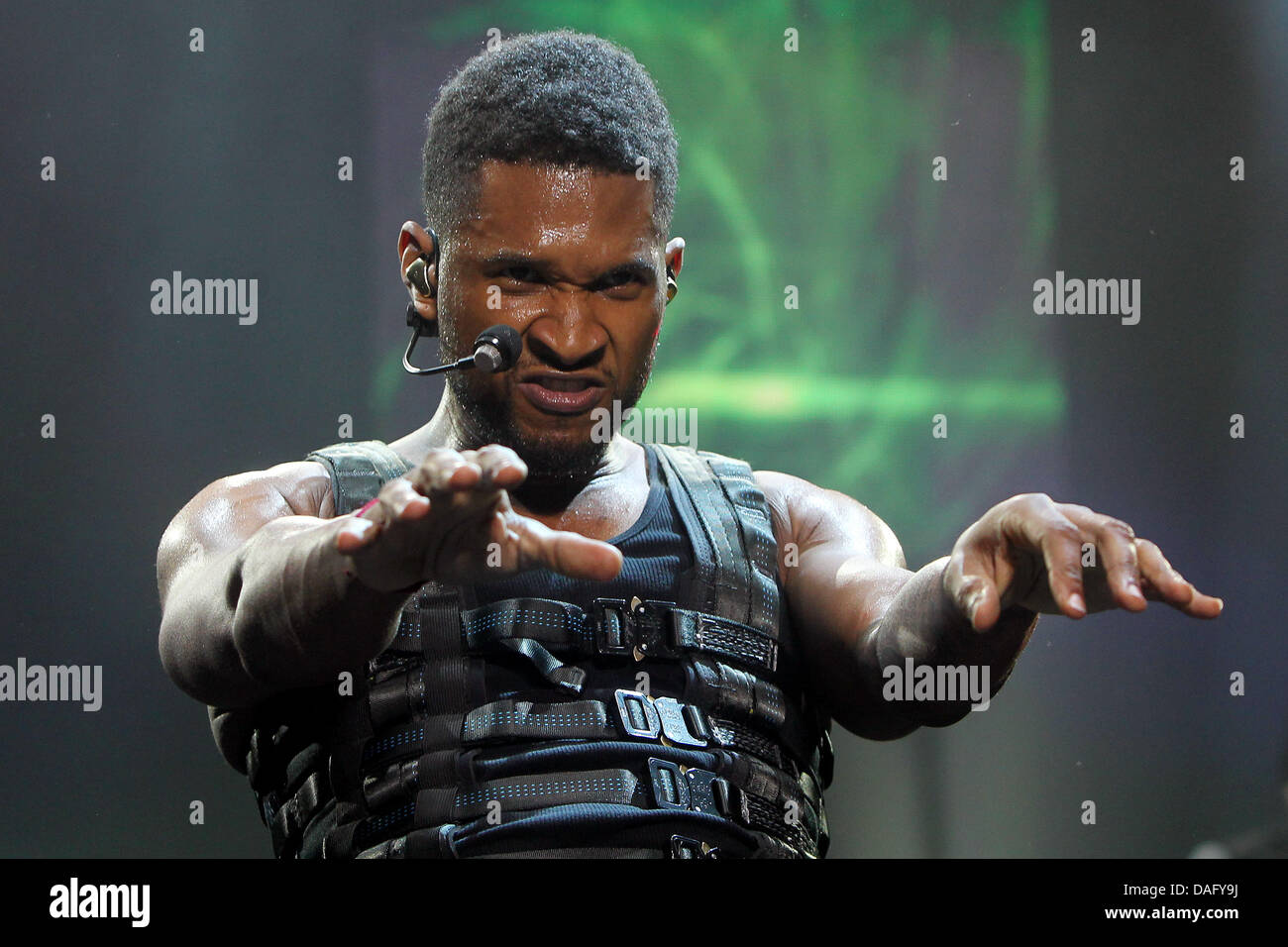 Singer Usher performs on stage during his tour 'Omg Tour' at the 02 ...