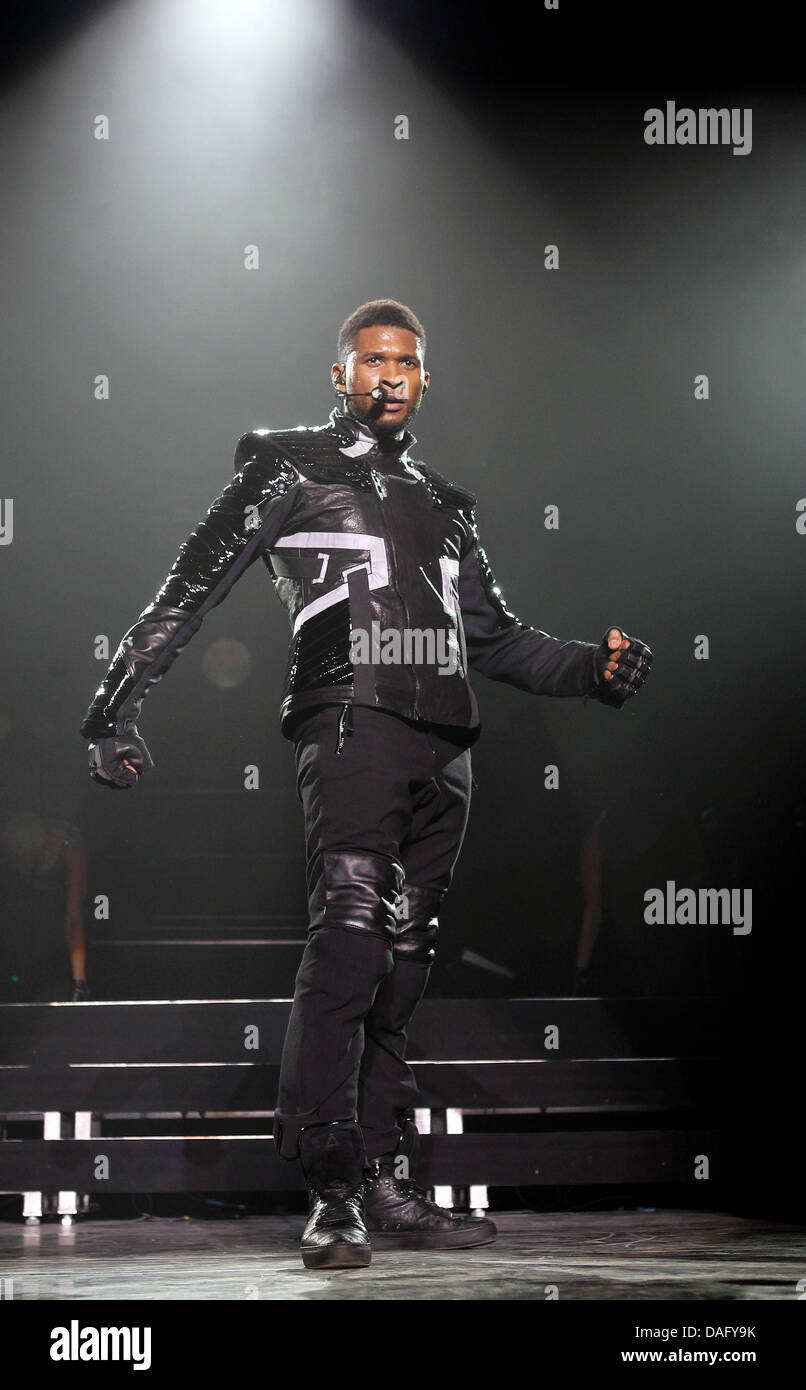Singer Usher performs on stage during his tour 'Omg Tour' at the 02 ...