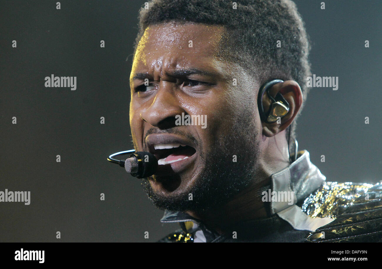 Singer Usher performs on stage during his tour 'Omg Tour' at the 02 ...