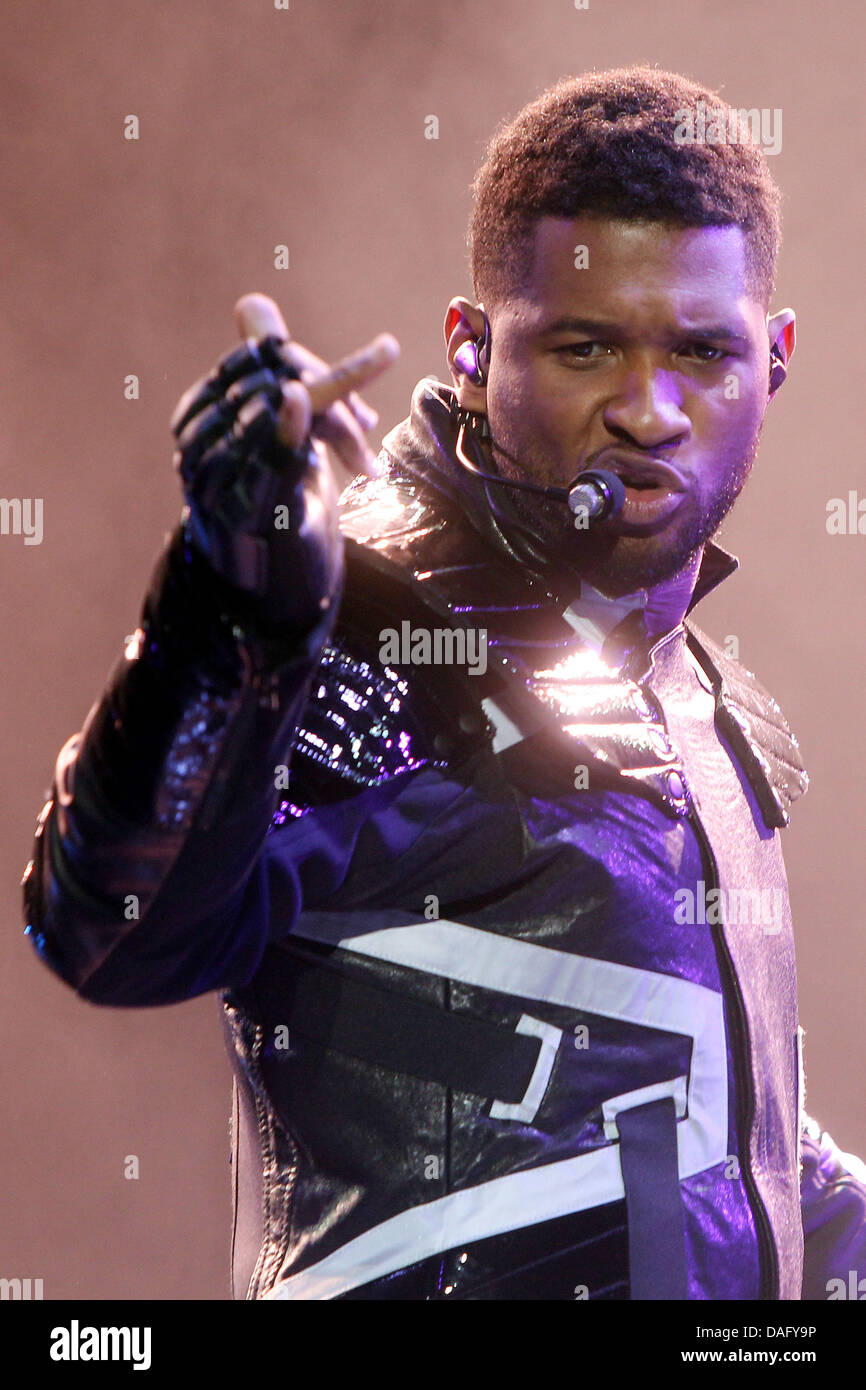 Singer Usher performs on stage during his tour 'Omg Tour' at the 02 ...