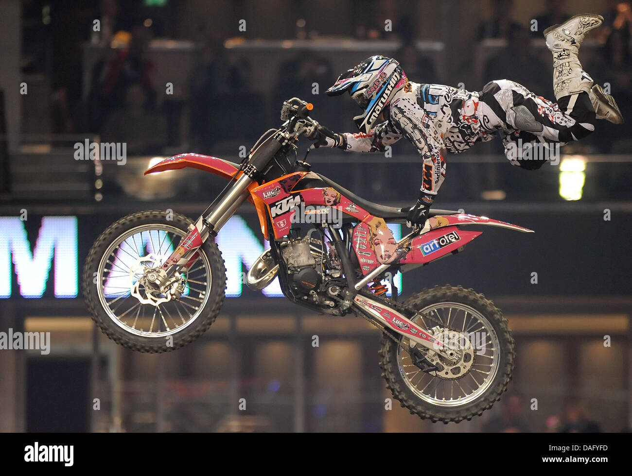 Luc Ackermann performs during the der 'Night of the Jumps FIM Freestyle ...