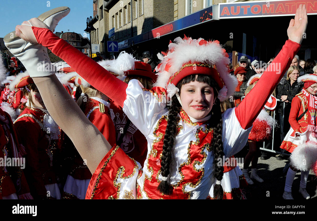 Dressed-up carnival revellers during Shrove Monday parade in Marne ...