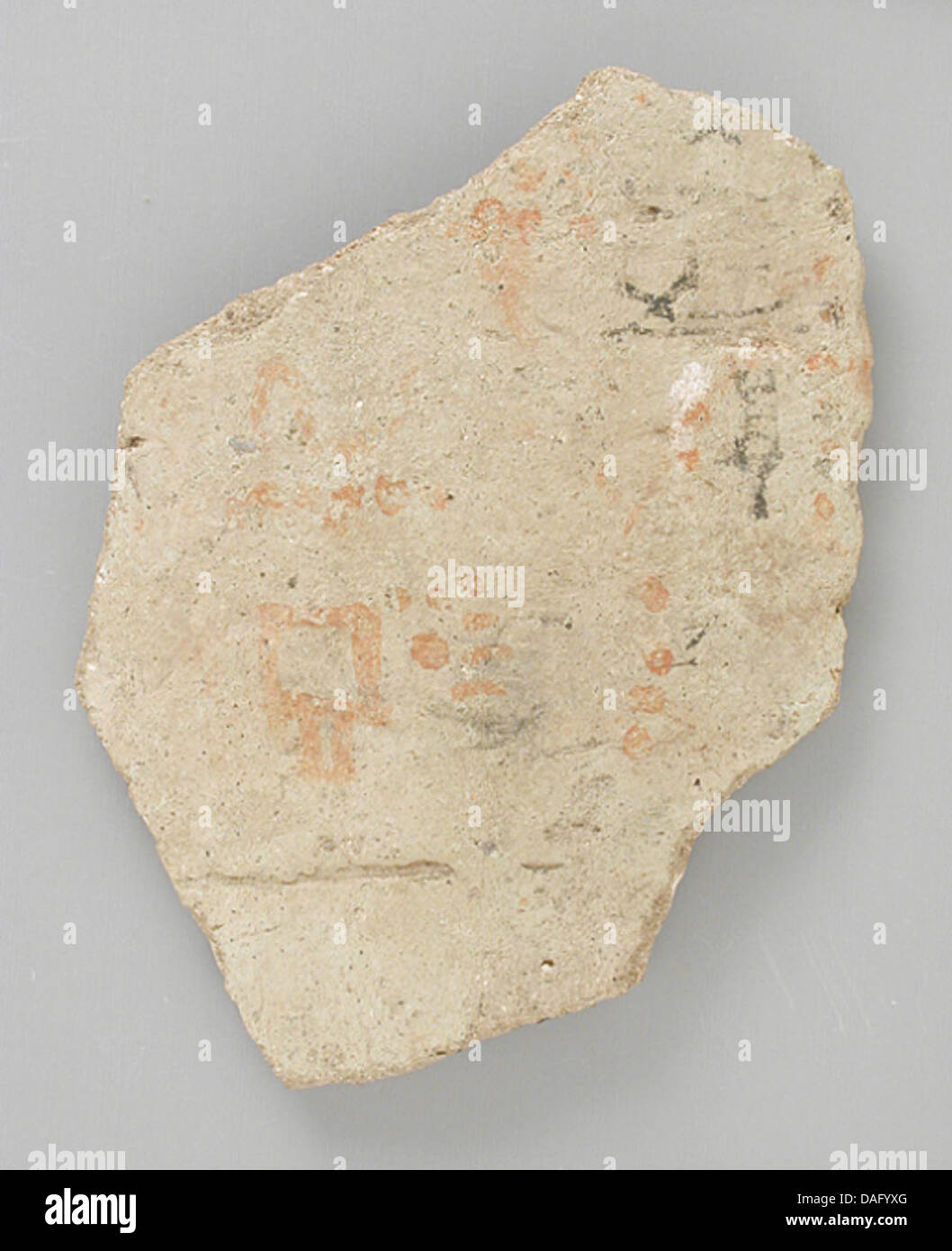 This ostracon features an architectural drawing and hieratic ...