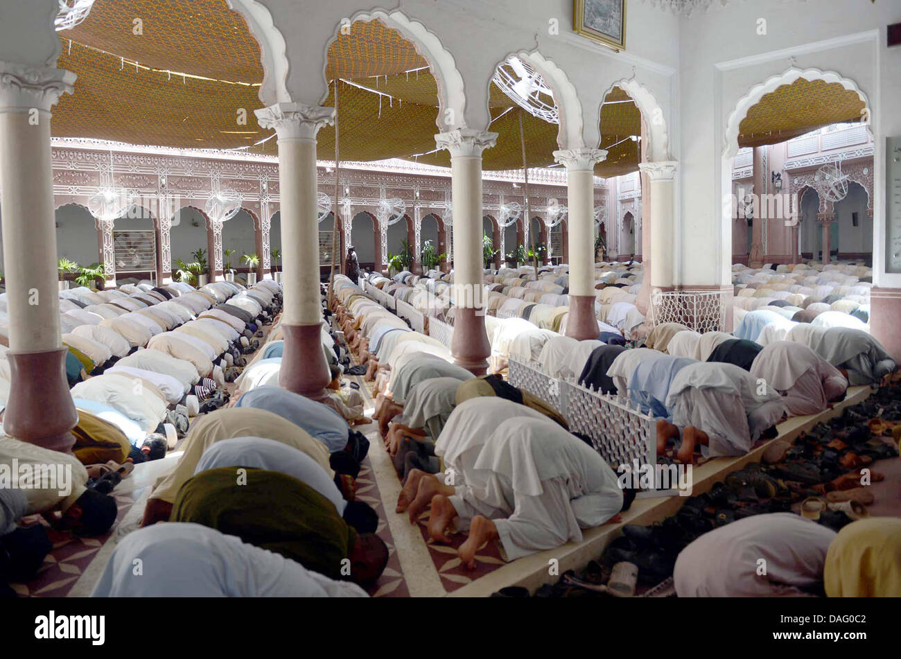 Muslims offering prayer on the first Friday of Ramzan-ul- Mubarak in ...