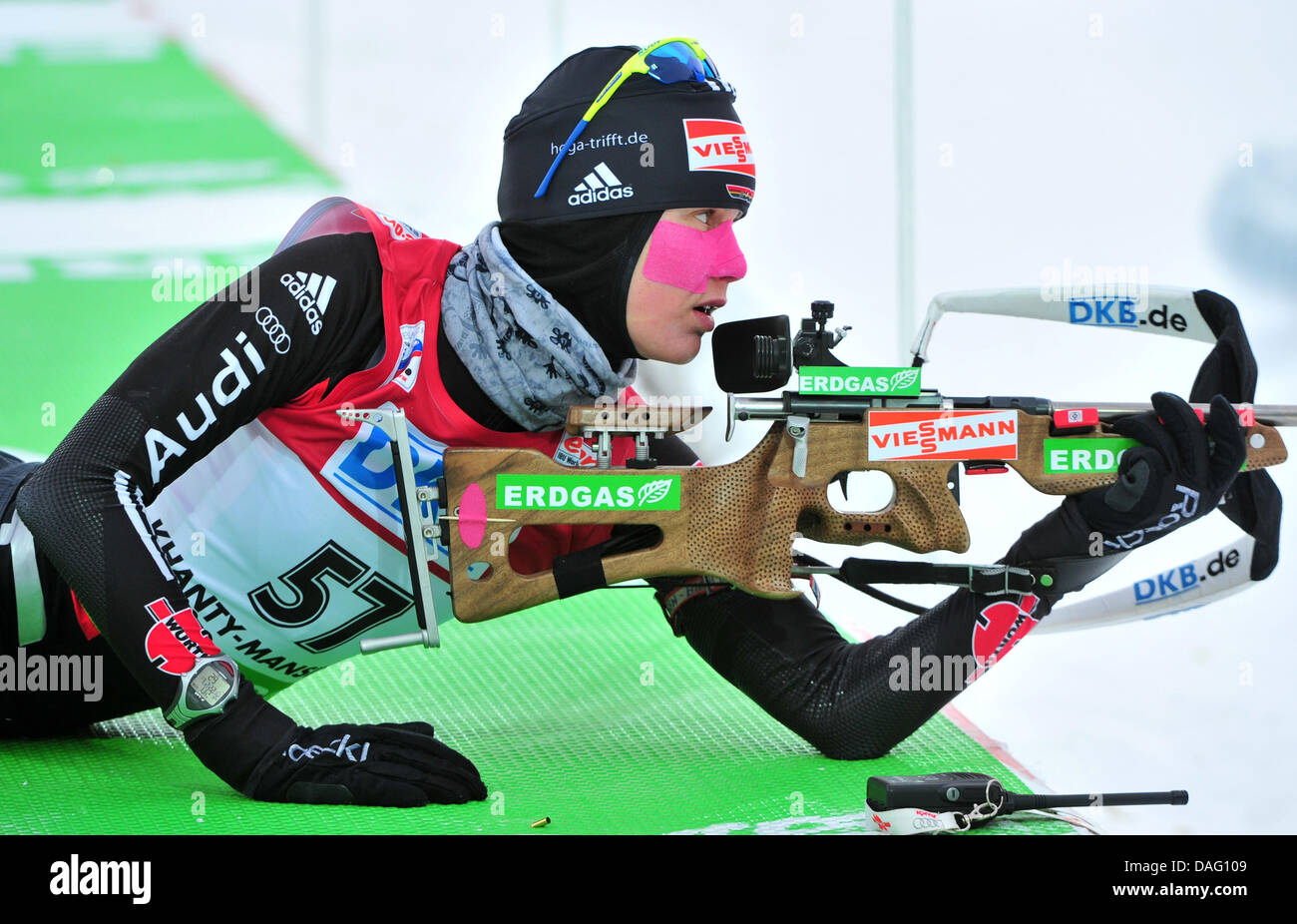 Tina Bachmann of Germany at the shooting range during the 15 km ...
