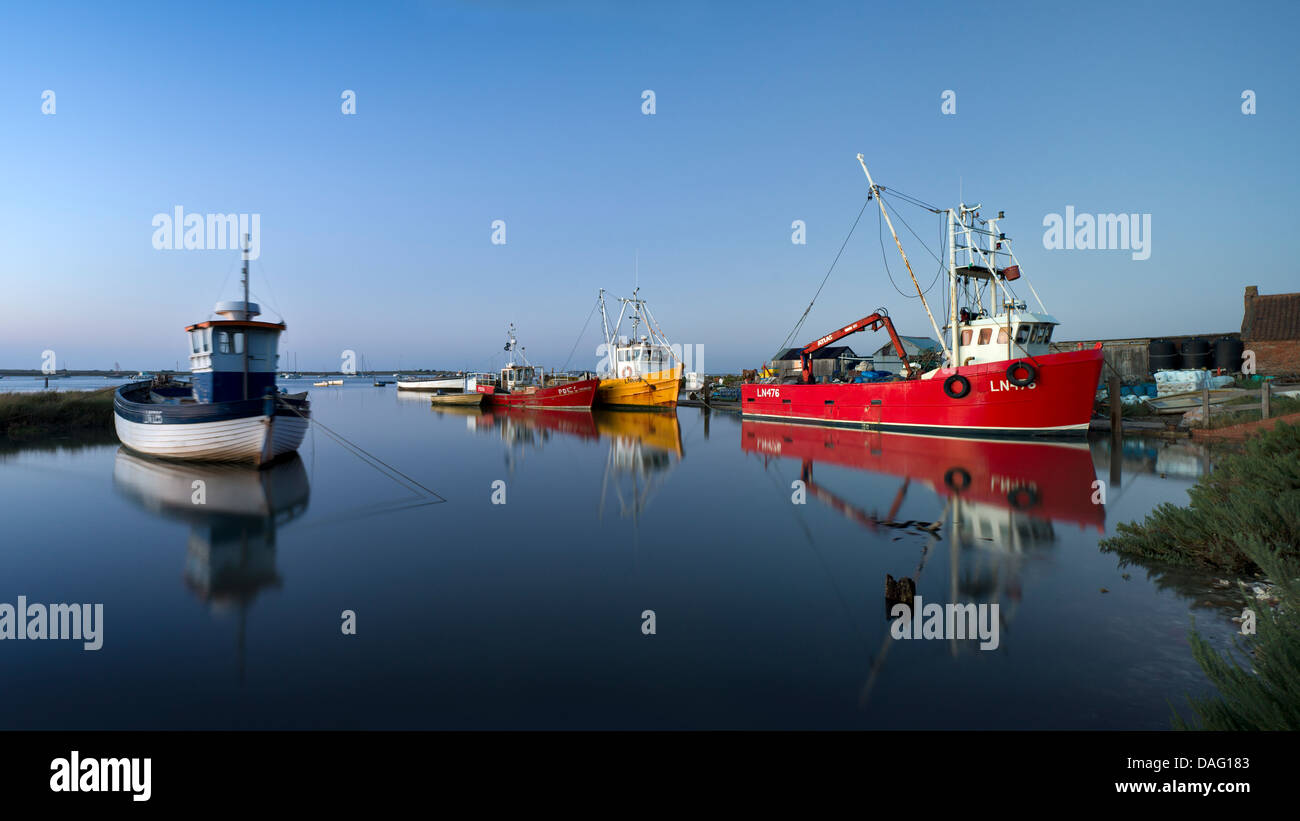 Fishermans harbour, Brancaster Staithe at high tide Stock Photo - Alamy